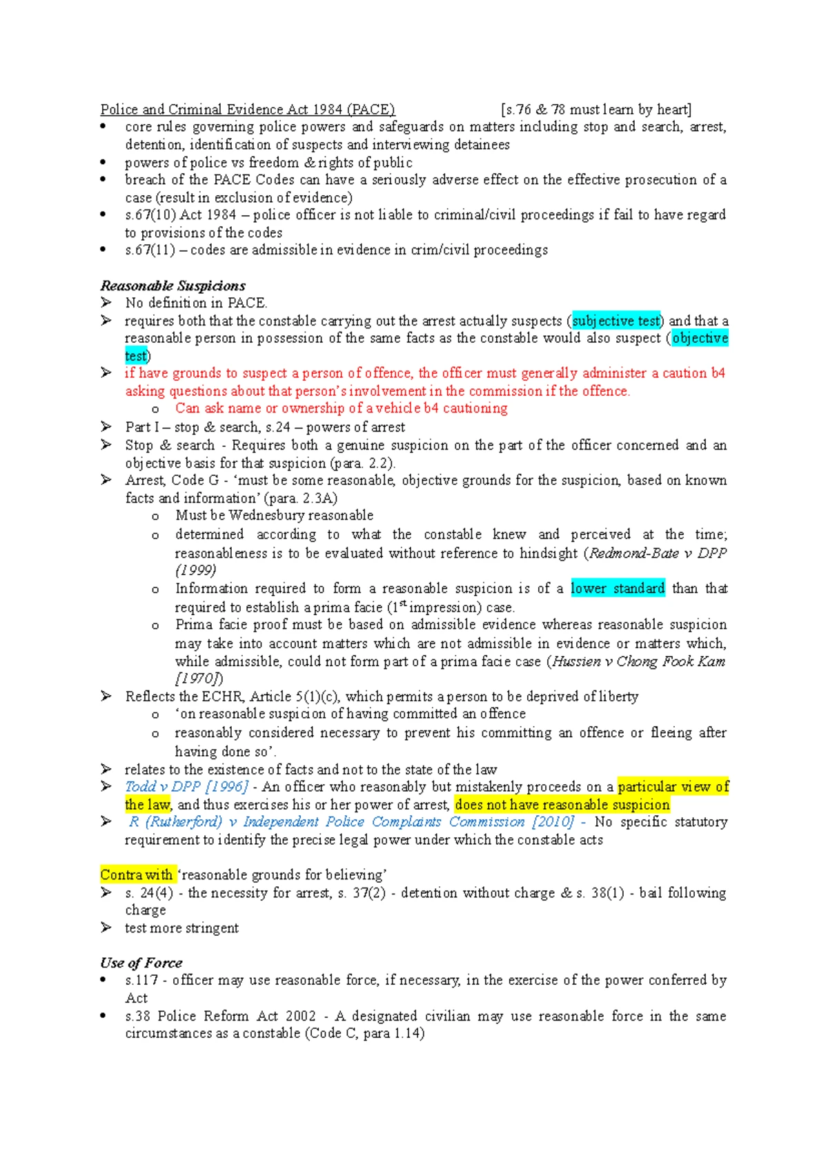 Key Provisions of PACE Codes C and D: Overview and Guidance - Studocu