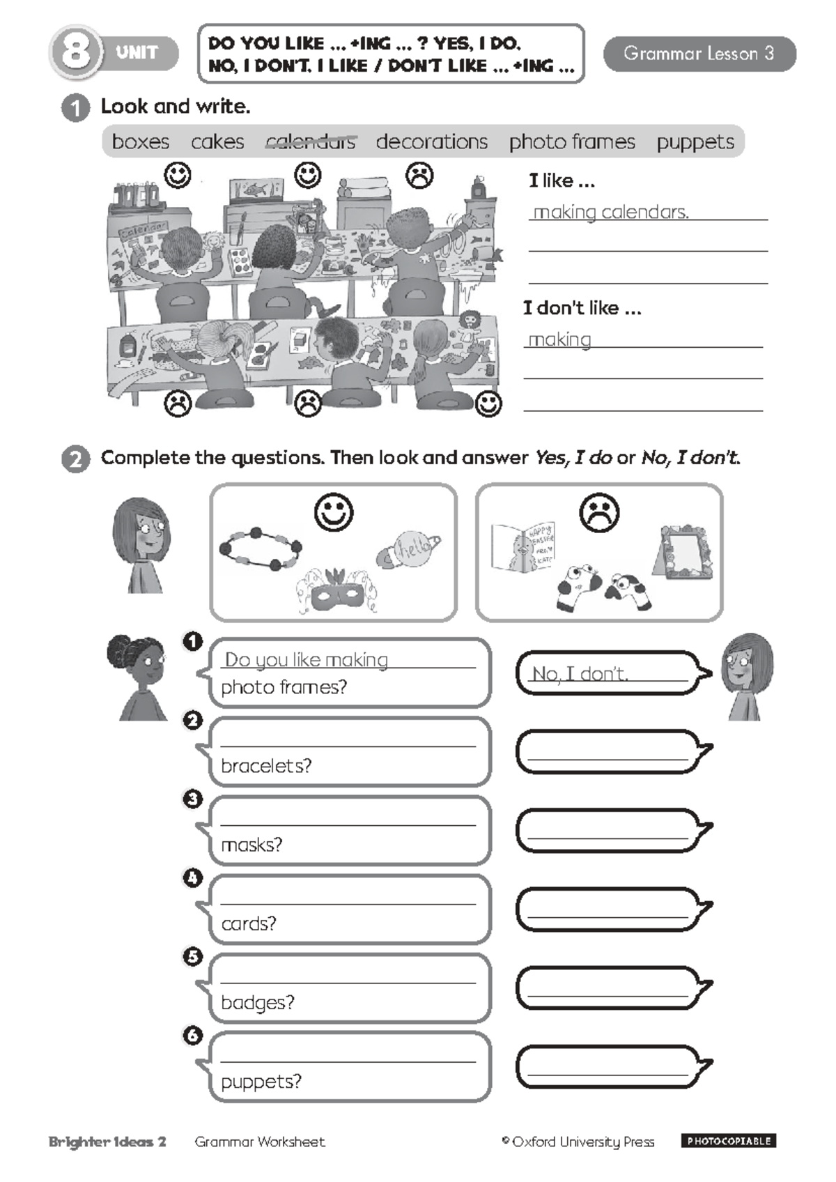 Weekend HW - Grammar Lesson 3: Do You Like? - Studocu