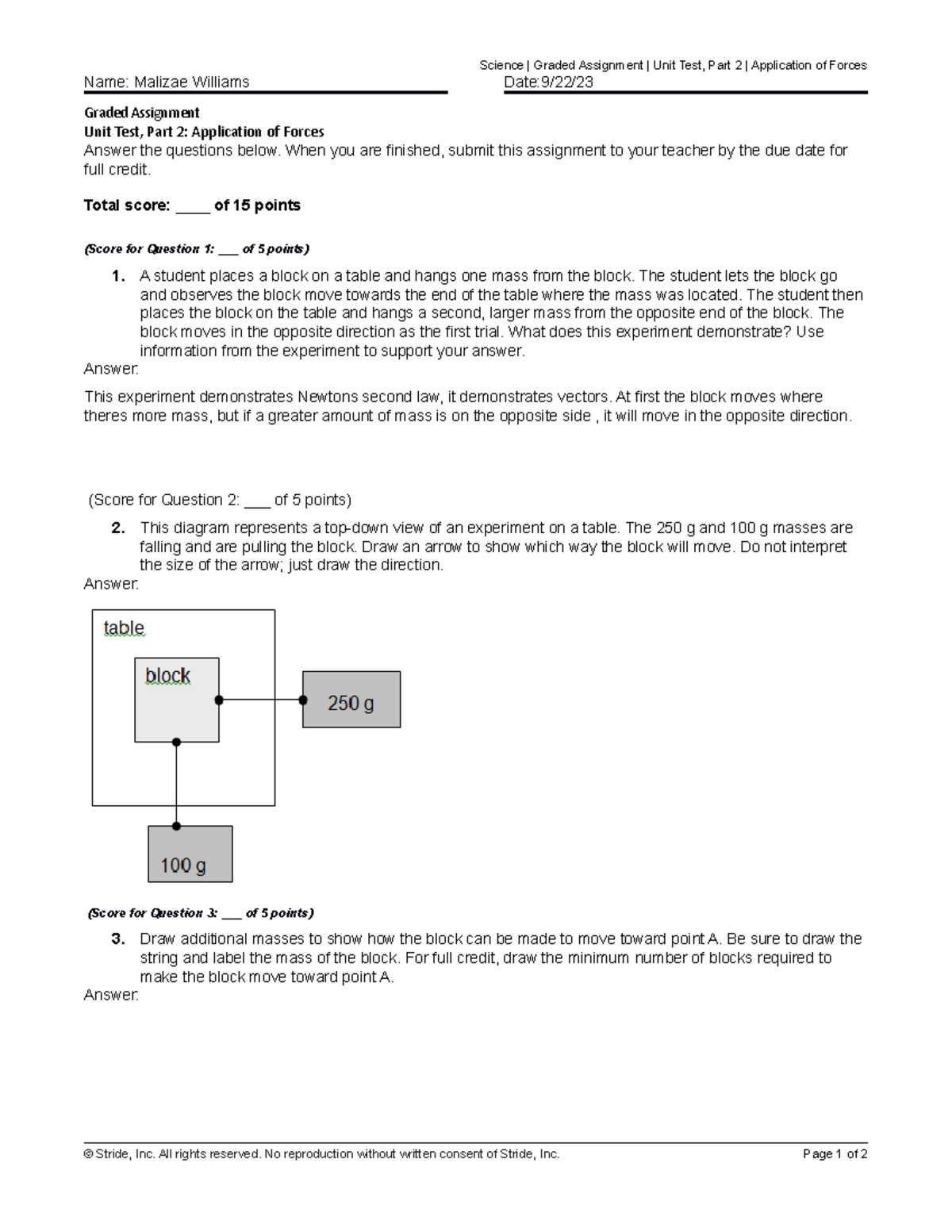 1088088 - application of force - Science | Graded Assignment | Unit ...