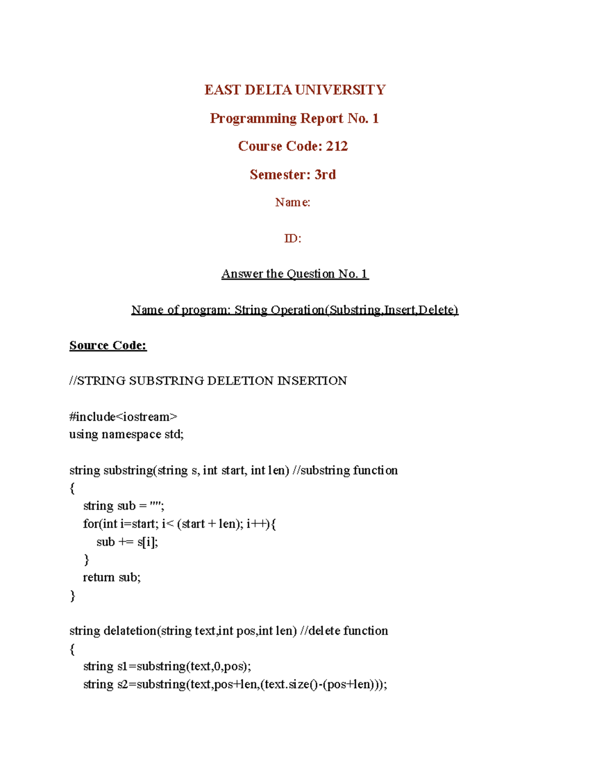 CSE 212 - Lab Report: String & Word Processing Operations - Studocu