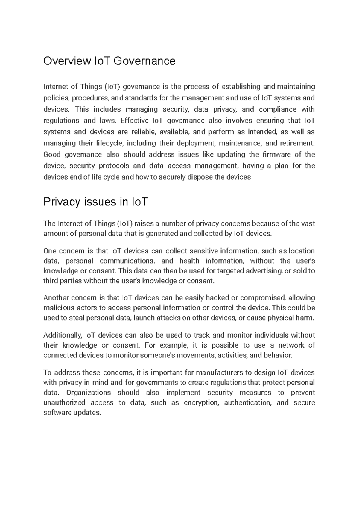 IoT Unit IV: Governance, Security, and Privacy Issues Explained - Studocu