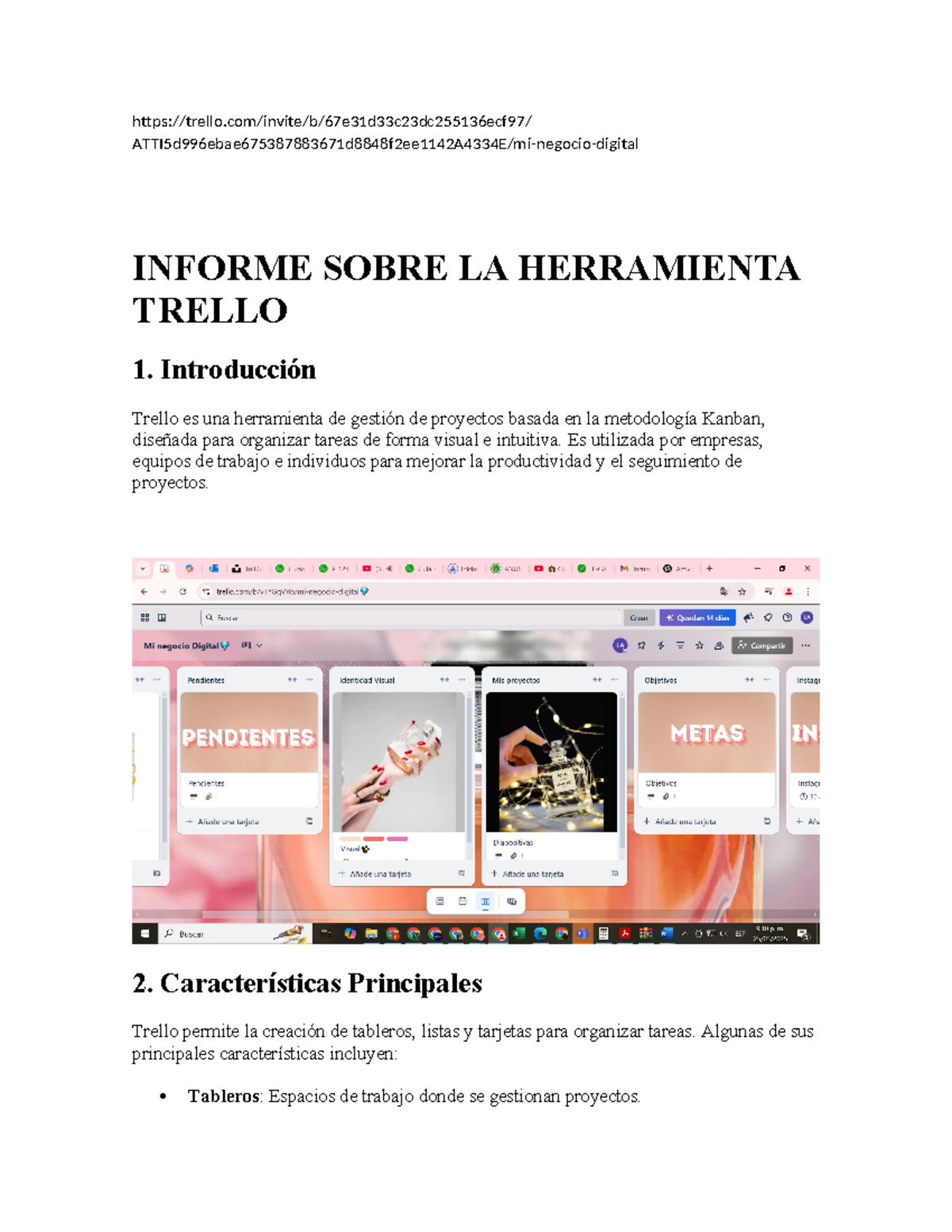 Informe Trello - trello/invite/b/67e31d33c23dc255136ecf97/ - Studocu