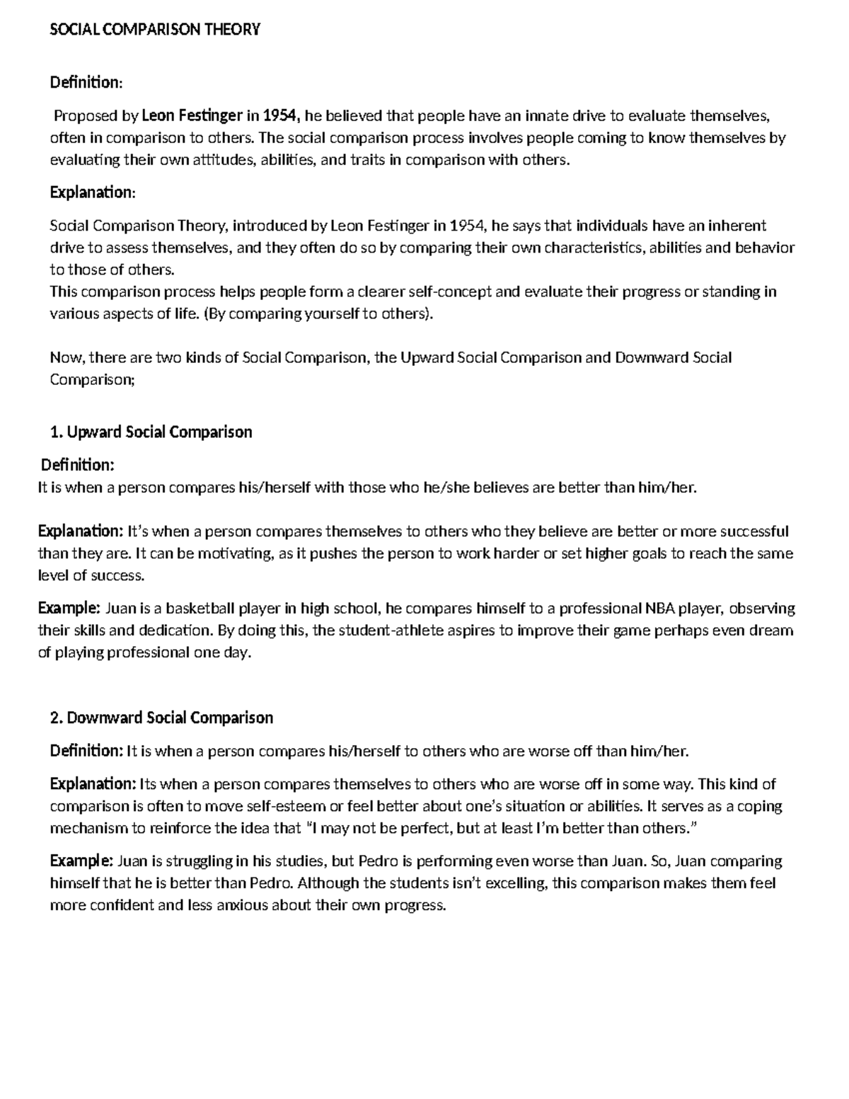 Social Comparison Theory: Understanding Self Evaluation Dynamics - Studocu