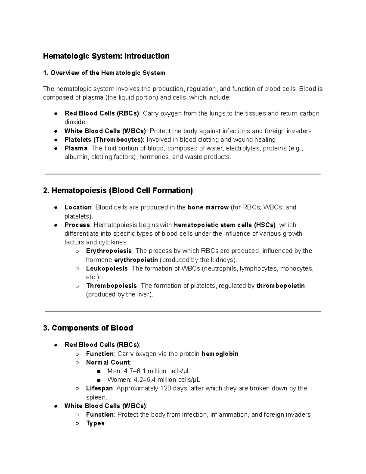 Hematologic System & Disorders Study Guide (Bio 101) - Studocu