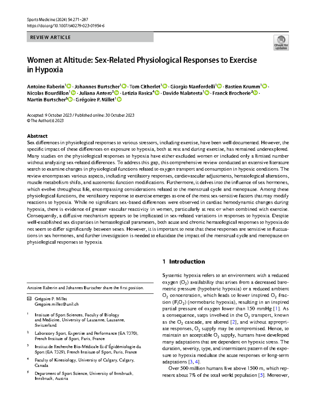Women at Altitude (2024) REVIEW: Physiological Responses to Hypoxia ...