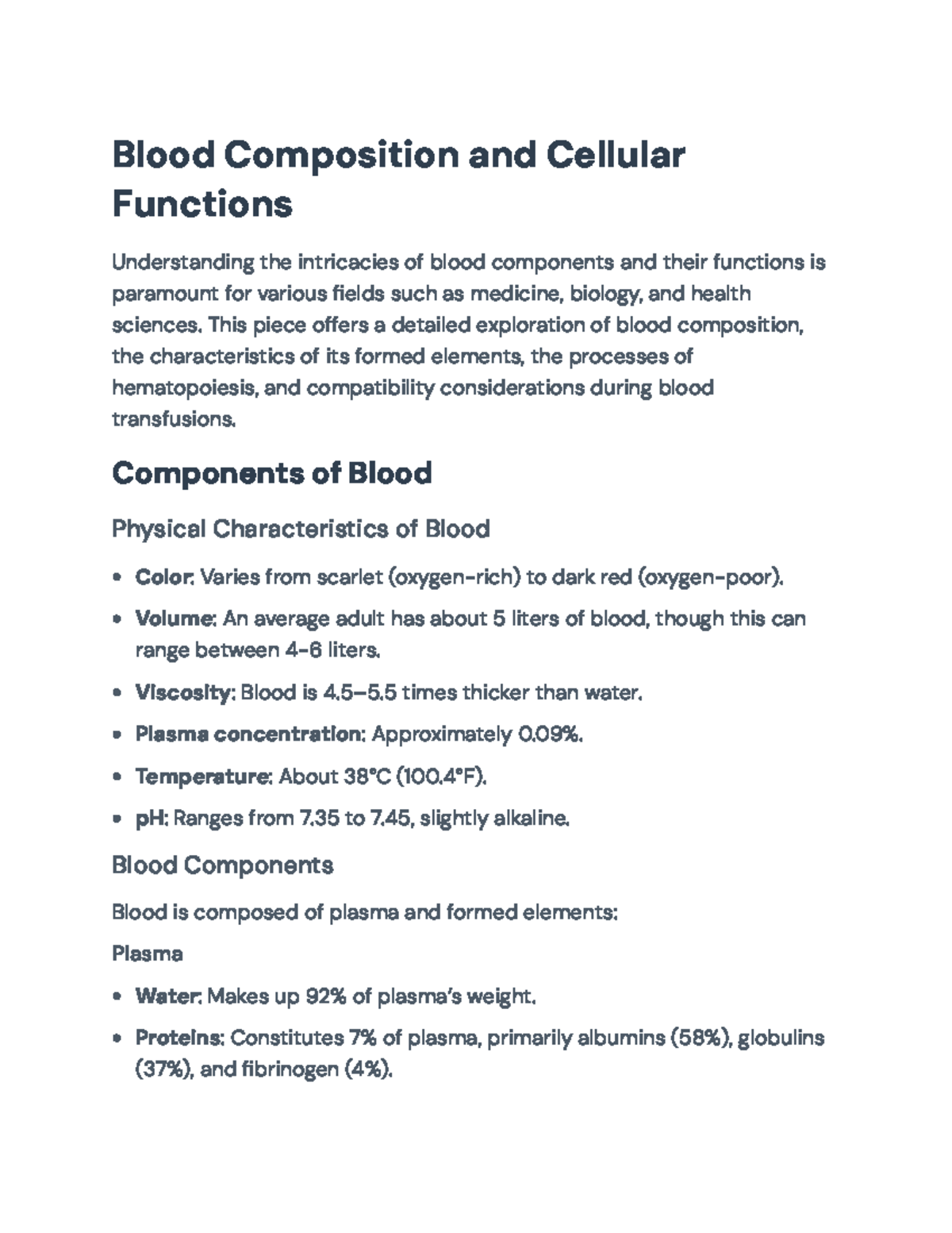 Blood Composition & Functions: Detailed Overview for Bio 101 Students ...