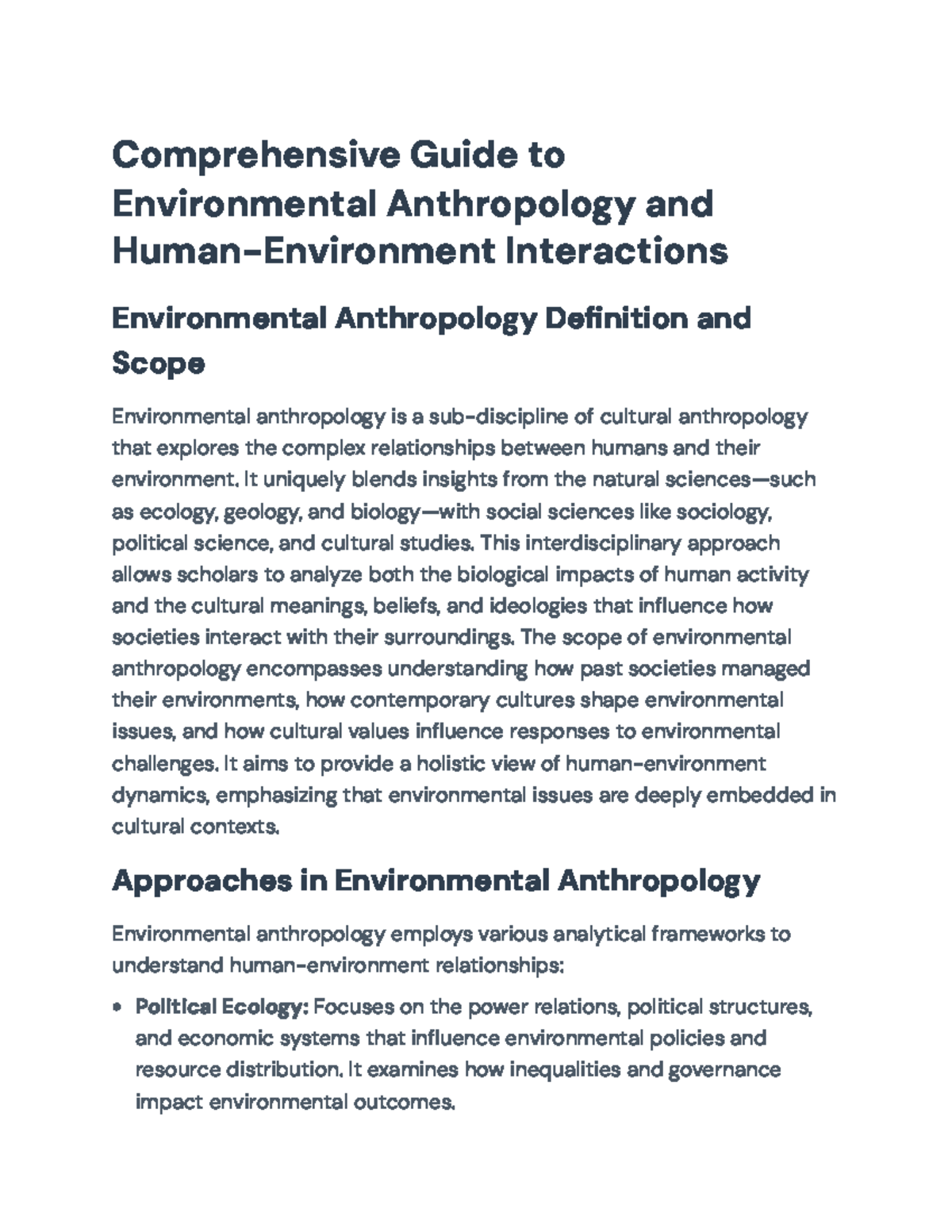 Comprehensive Guide to Environmental Anthropology and Impact Analysis ...