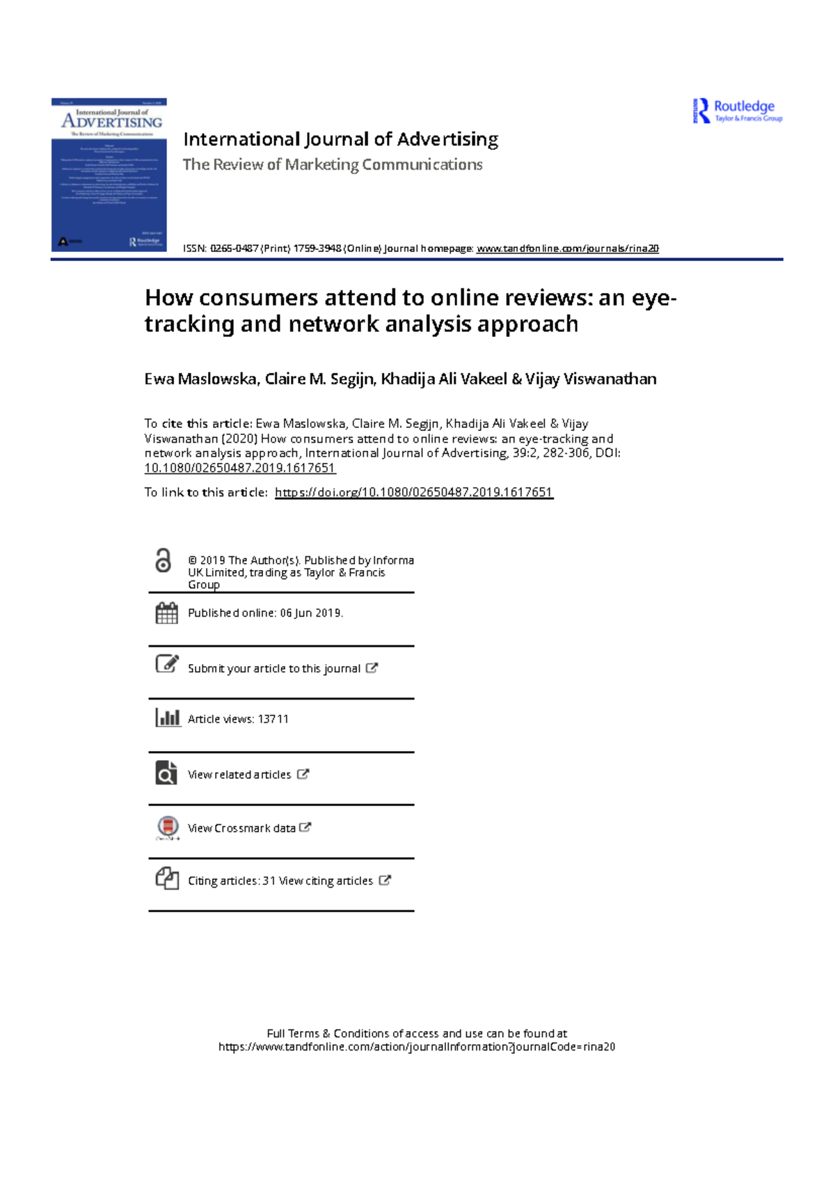 How Consumers Process Online Reviews: An Eye-Tracking Study - Studocu