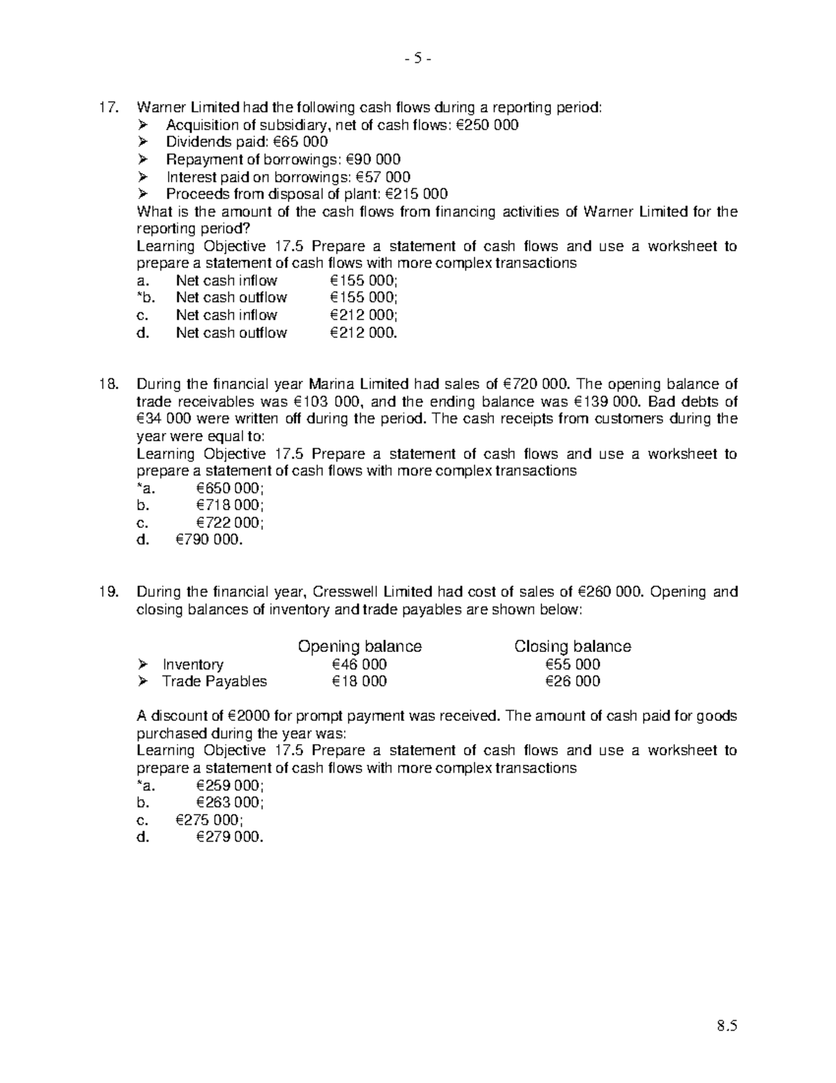 Cash Flows Analysis for Warner Limited - VCE Bus Mgt 2025 - Studocu