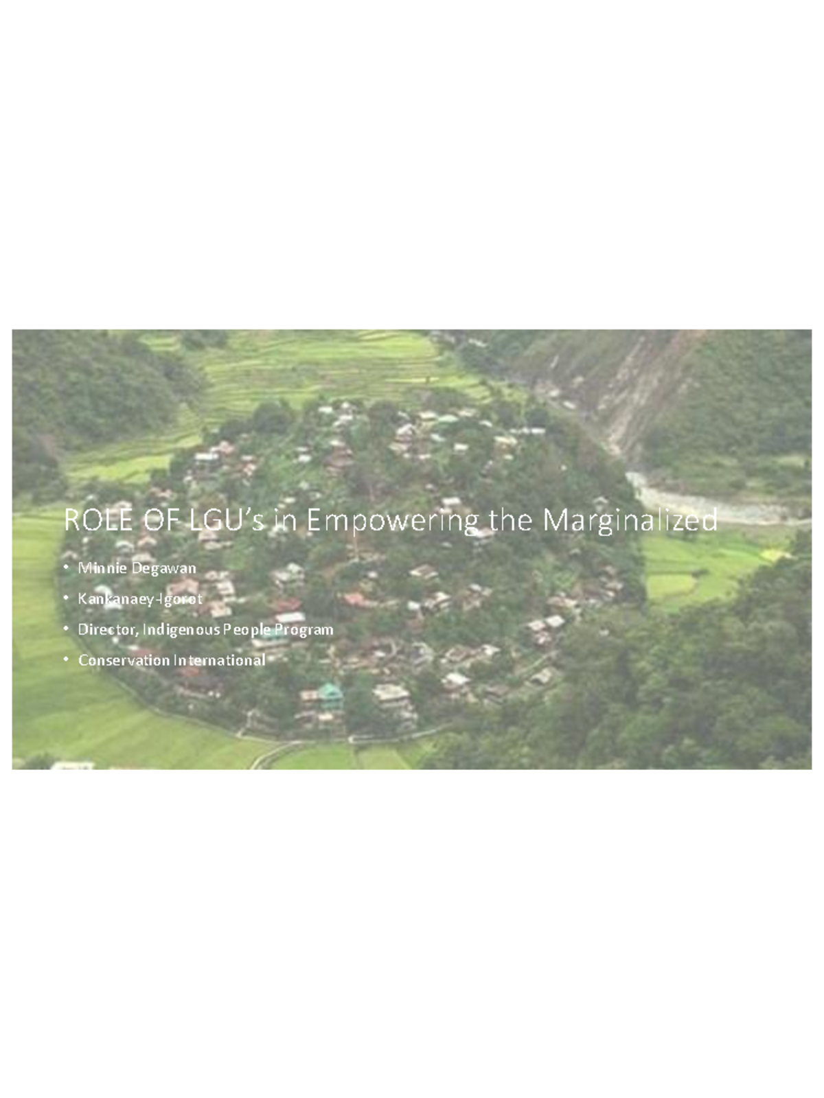 Empowering Marginalized Indigenous Peoples through LGUs: A Study - Studocu