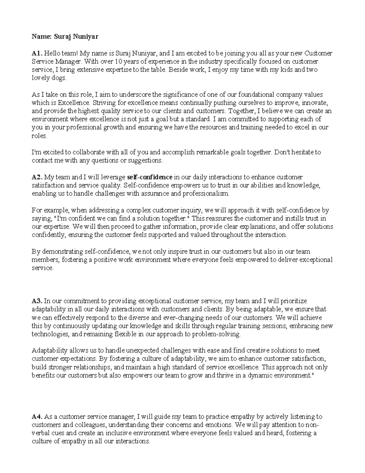 D253-RSM3 Task 2 - Passed on first try. - Name: Suraj Nuniyar A1. Hello ...