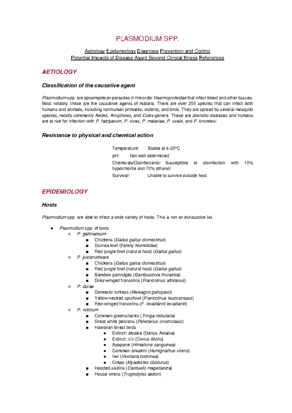 Plasmodium spp infection with - PLASMODIUM SPP. Aetiology Epidemiology ...