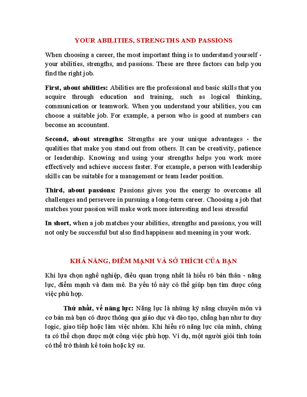 Choosing a Career: Understanding Your Abilities, Strengths & Passions ...