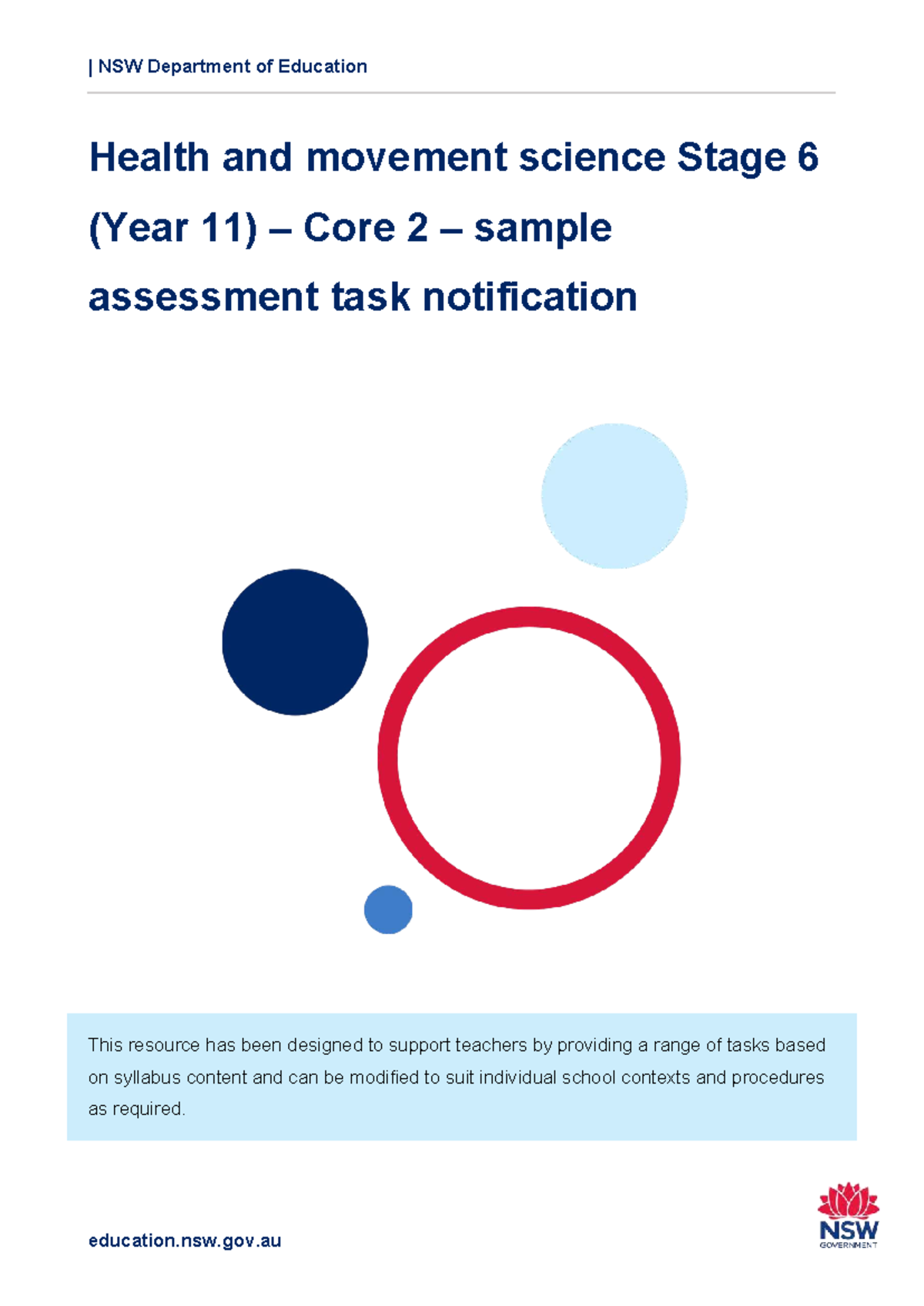 PDHPE Health and Movement Science S6 Core 2 Sample Assessment Task ...