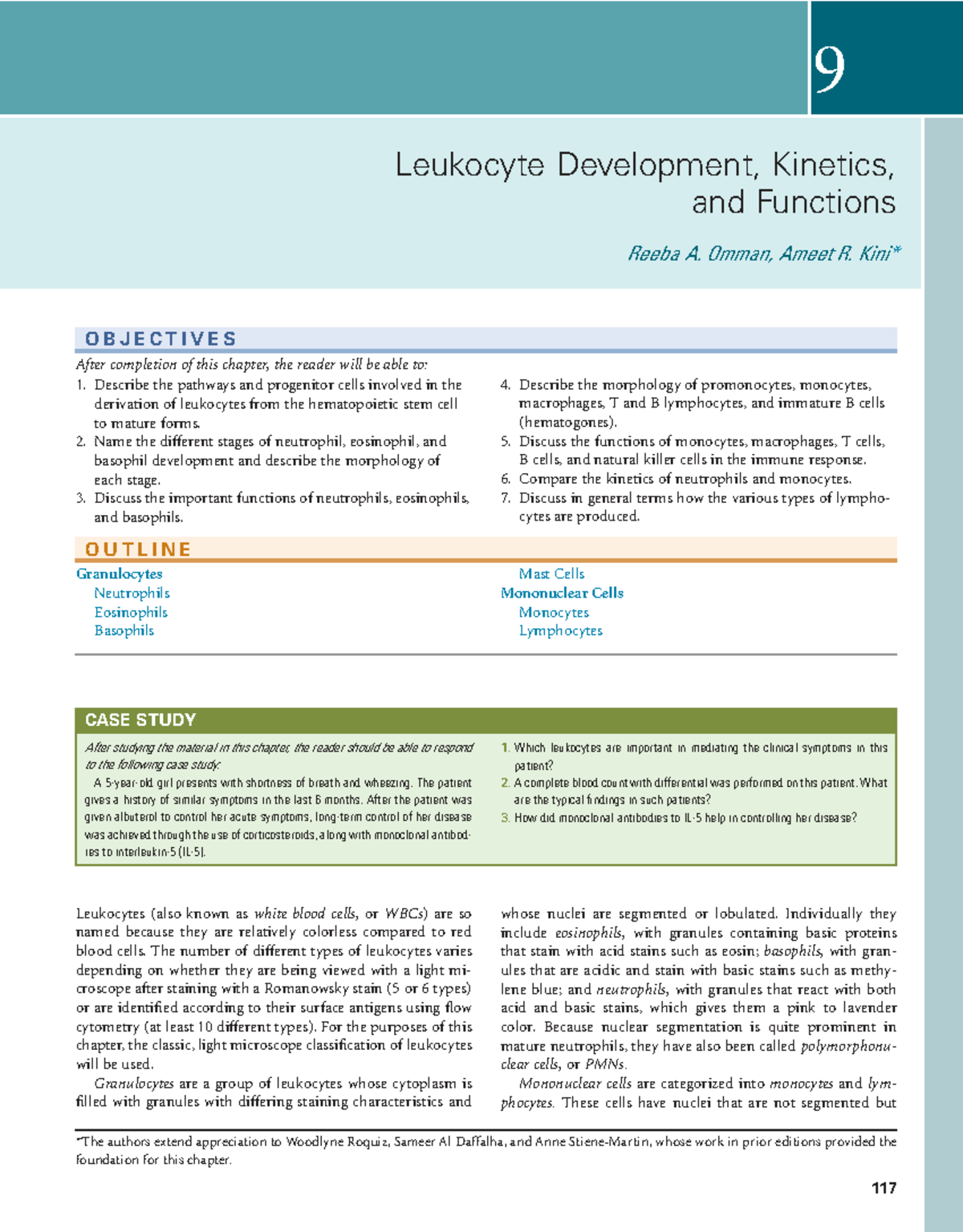 Leukocyte Development, Kinetics, and Functions - Chapter Notes (BIO 101 ...