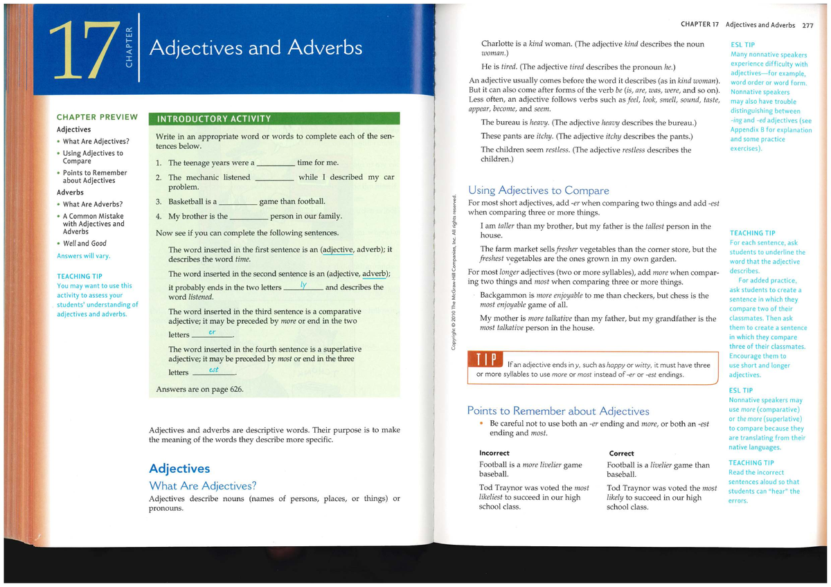 CHAPTER 17: Understanding Adjectives and Adverbs in ESL - Studocu