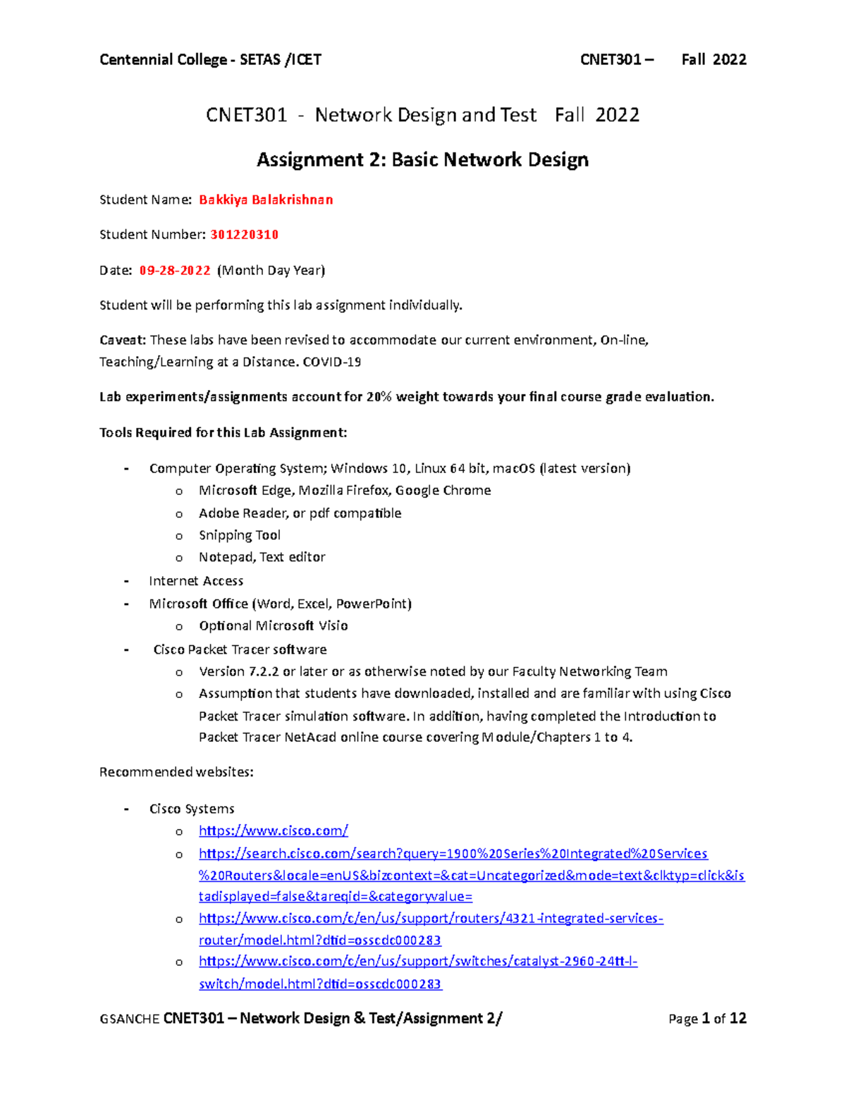CNET301 Assignment 2 - Bakkiya Balakrishnan - CNET301 - Network Design ...