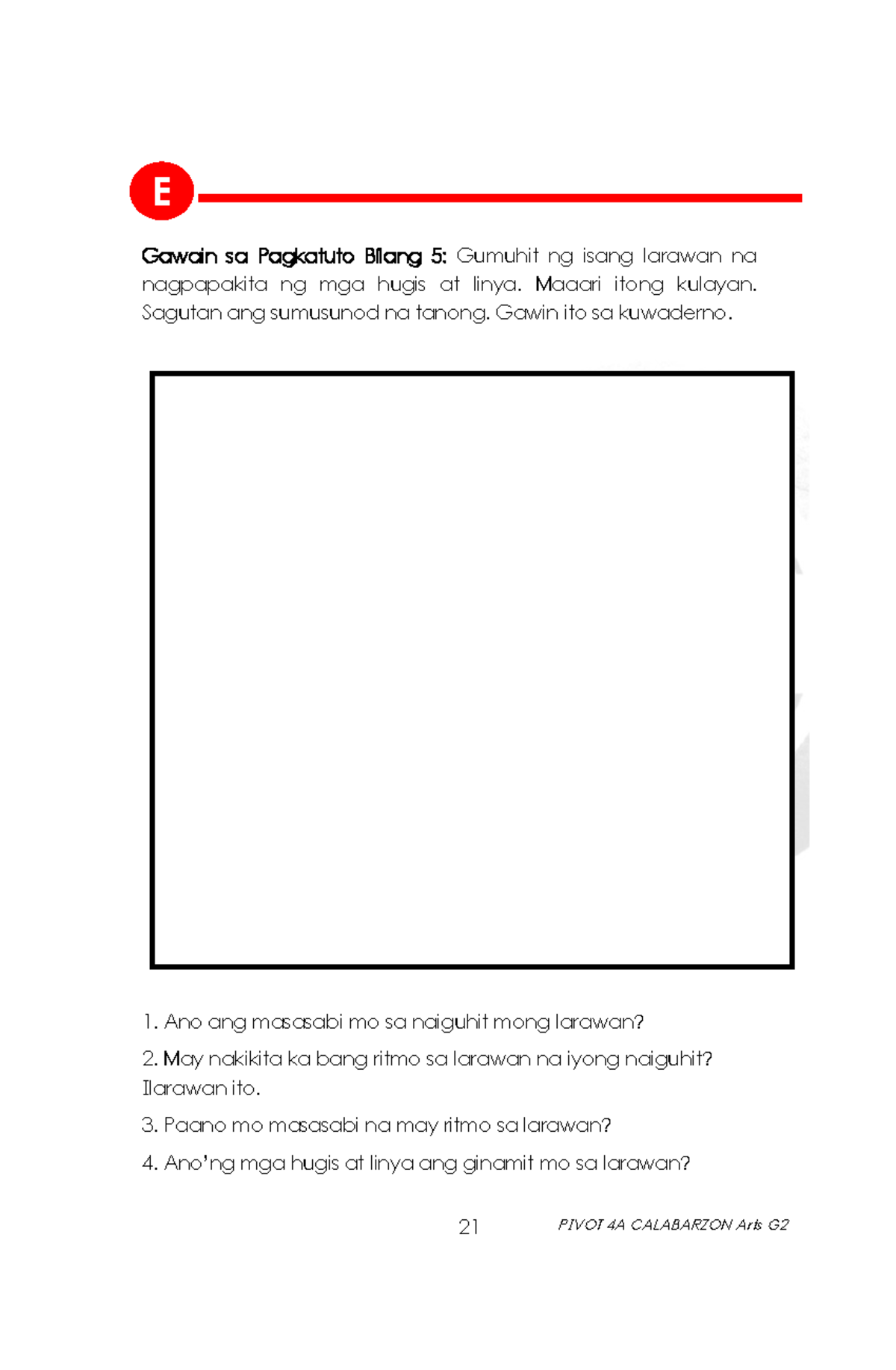 PIVOT 4A CALABARZON Arts Worksheet Activities and Questions - Studocu