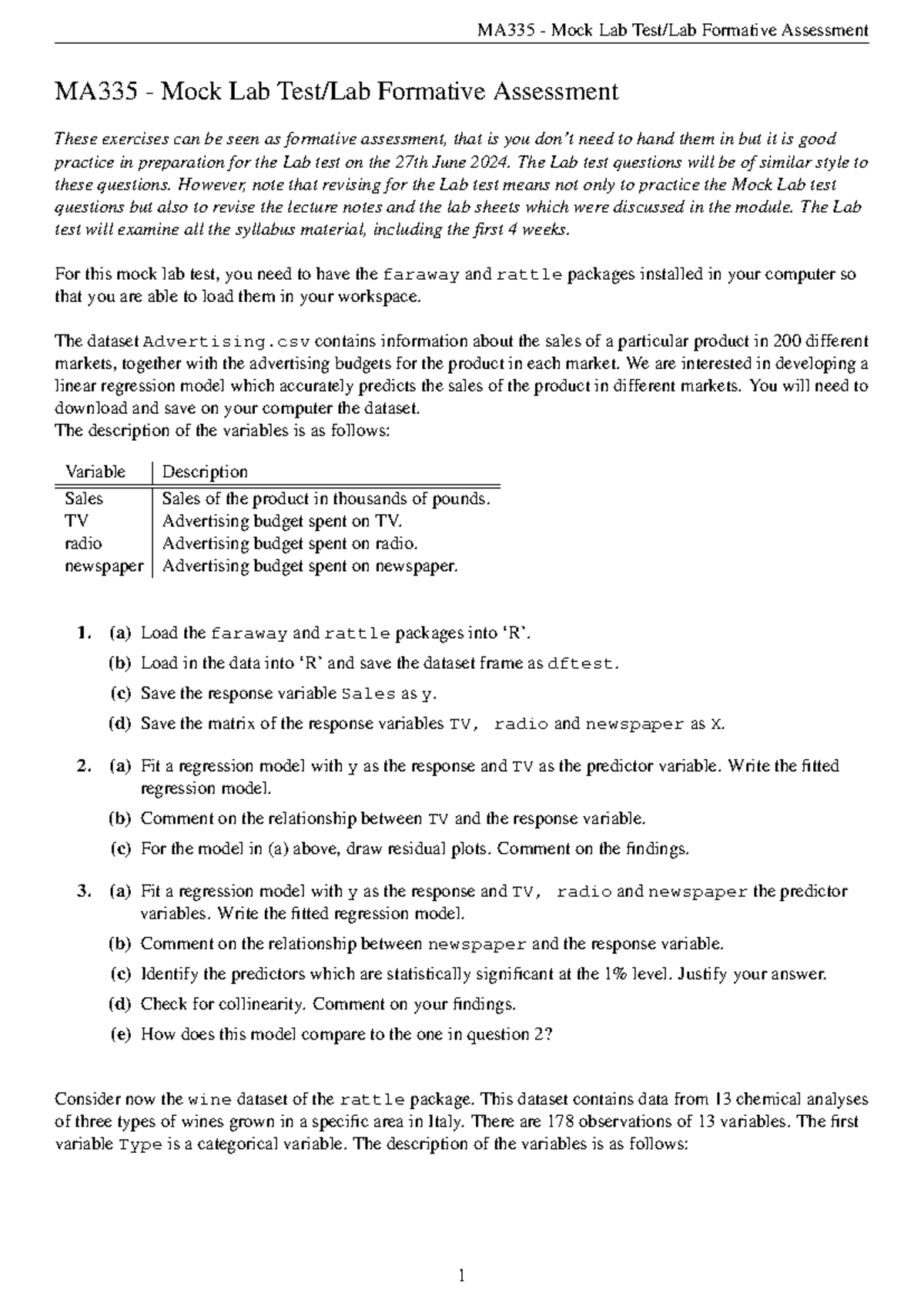Mock Lab test ma335 - It's a mock lab test - MA335 - Mock Lab Test/Lab ...