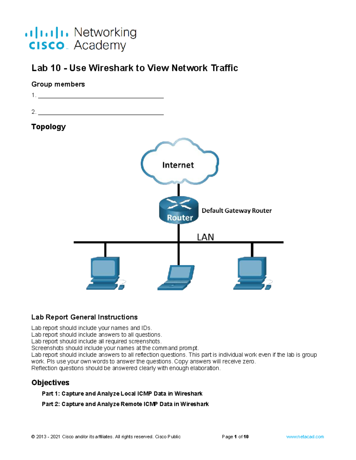 Lab 10 - Analyzing Network Traffic with Wireshark - Studocu
