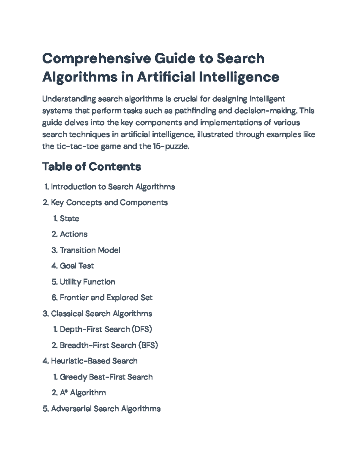 Comprehensive Guide to Search Algorithms in AI (Course Code: AI101 ...
