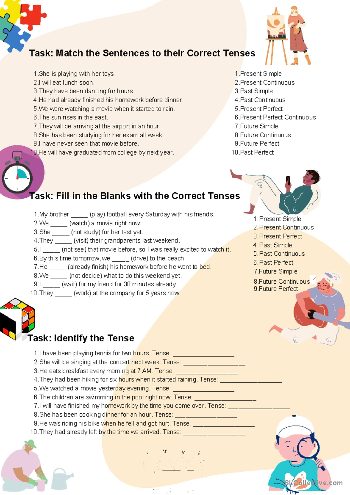 Matching Sentences to Their Correct Tenses: All Tenses Task - Studocu