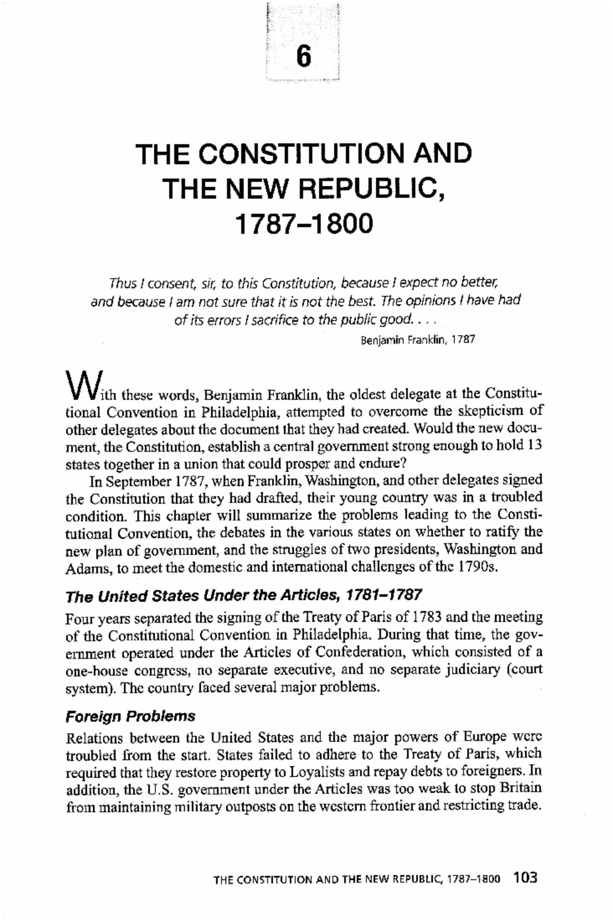 Apush Amsco Ch 6 Period 3 - 6 THE CONSTITUTION AND THE NEW REPUBLIC ...