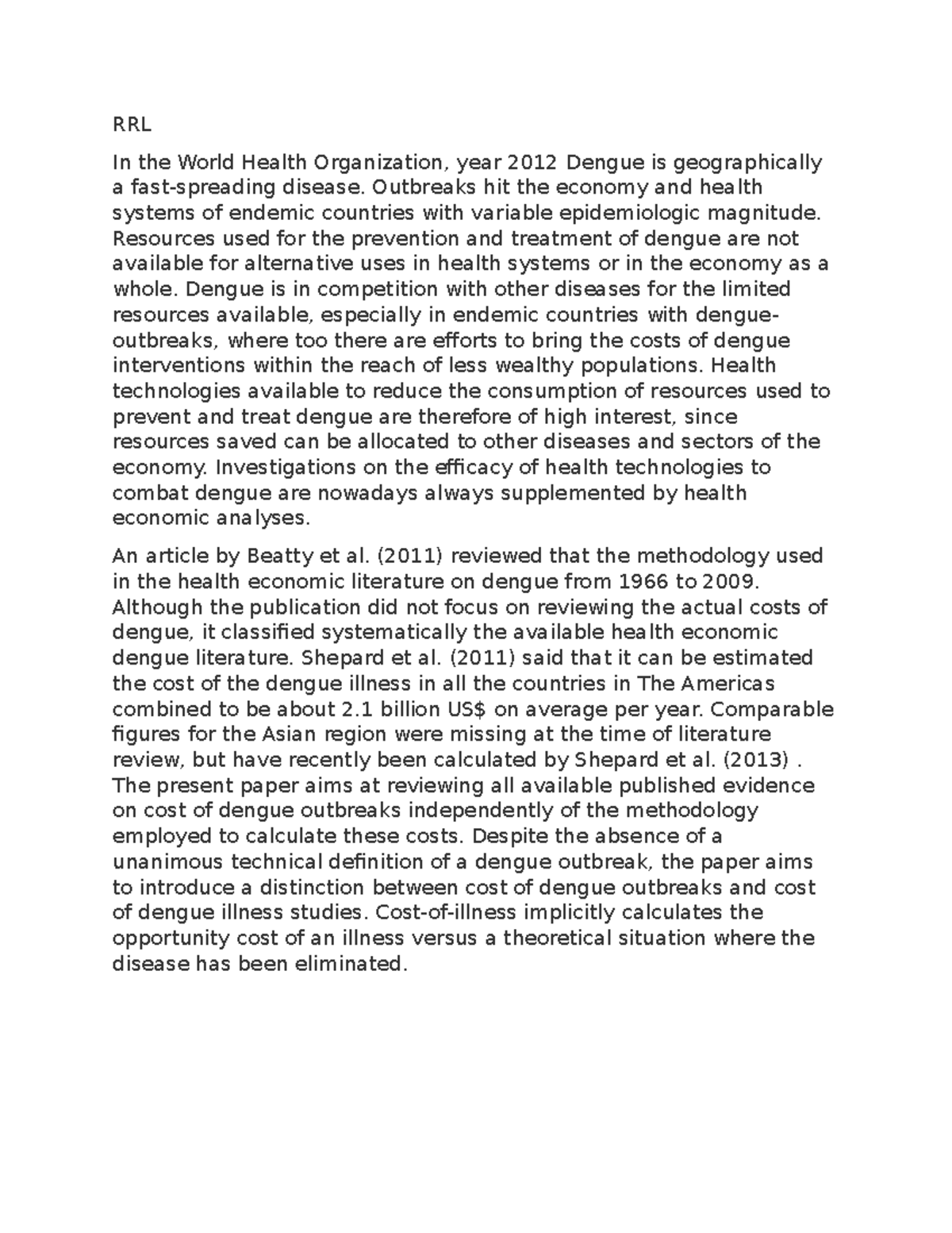 PR - Practical research - RRL In the World Health Organization, year ...