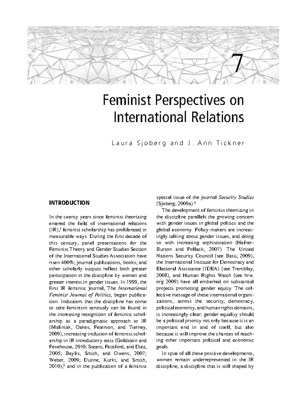 Feminist Perspectives on International Relations: A Comprehensive ...