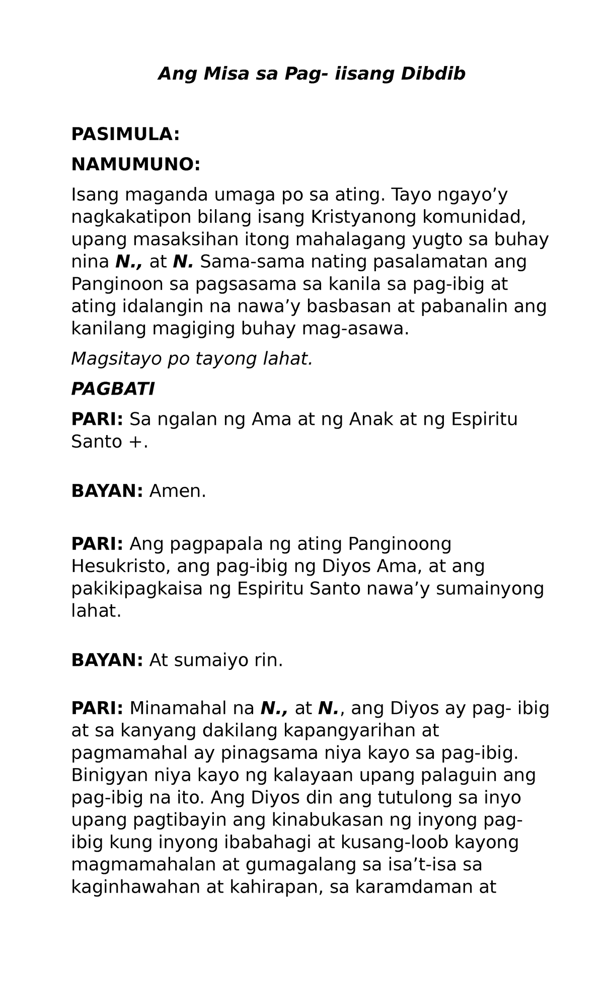 RITU NG KASAL: Isang Pagdiriwang sa Pag-Iisang Dibdib ng mga Kristiyano ...