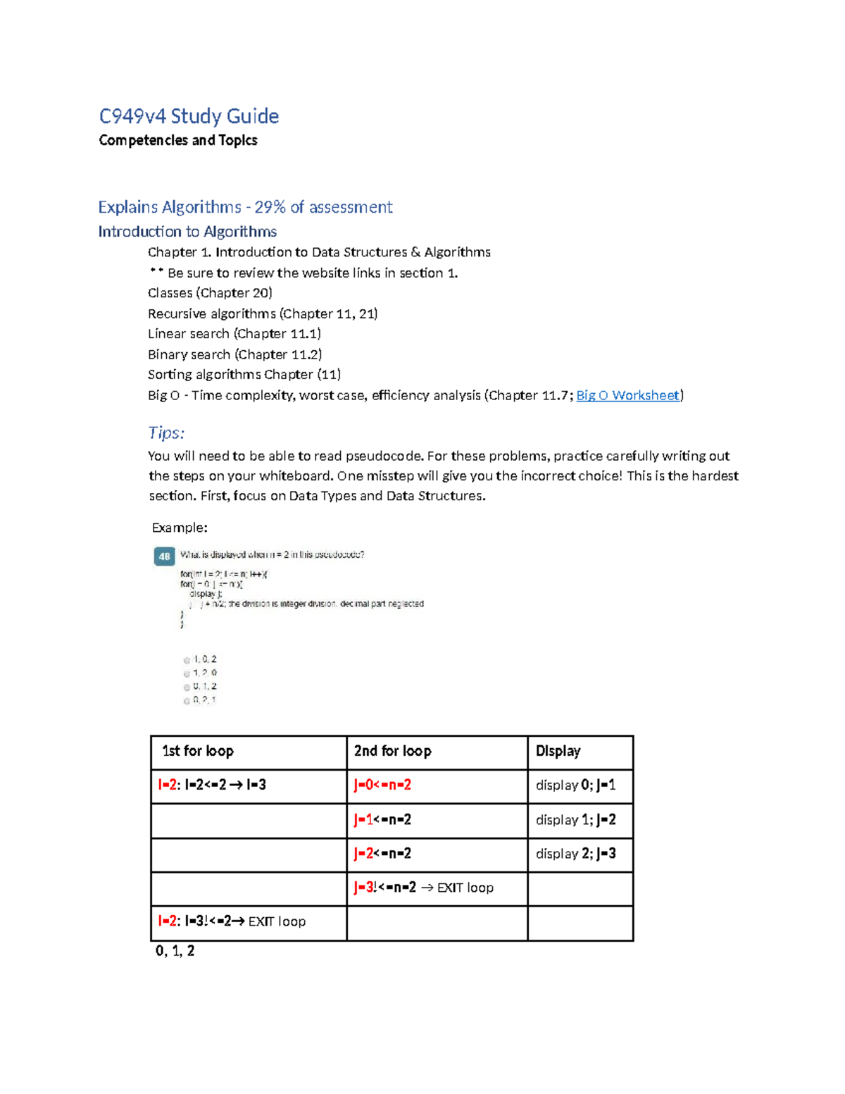 C949v4 Final Exam Study Guide: Algorithms & Data Structures - Studocu