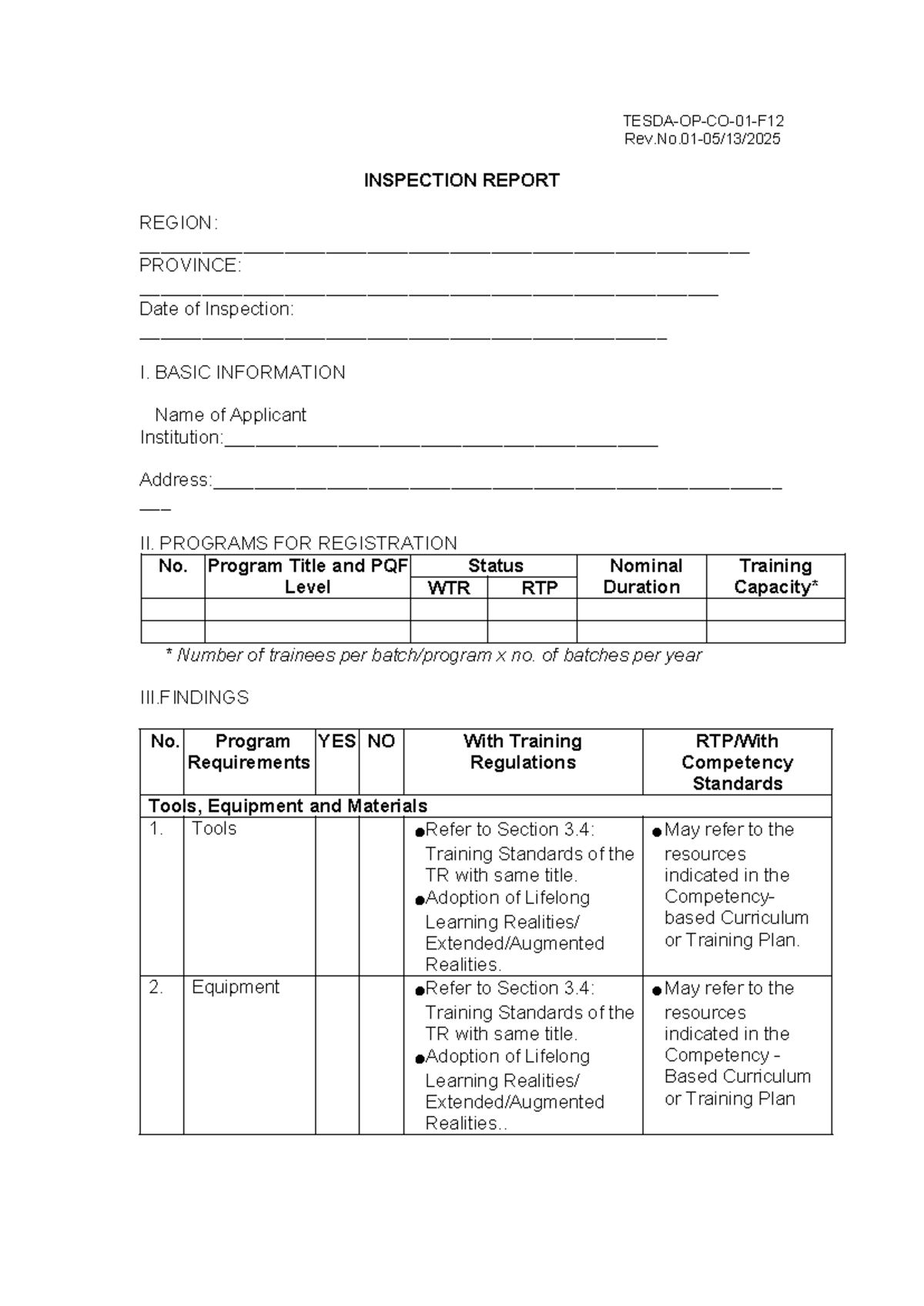 Inspection Report: Program Registration Evaluation for UTPRAS - Studocu