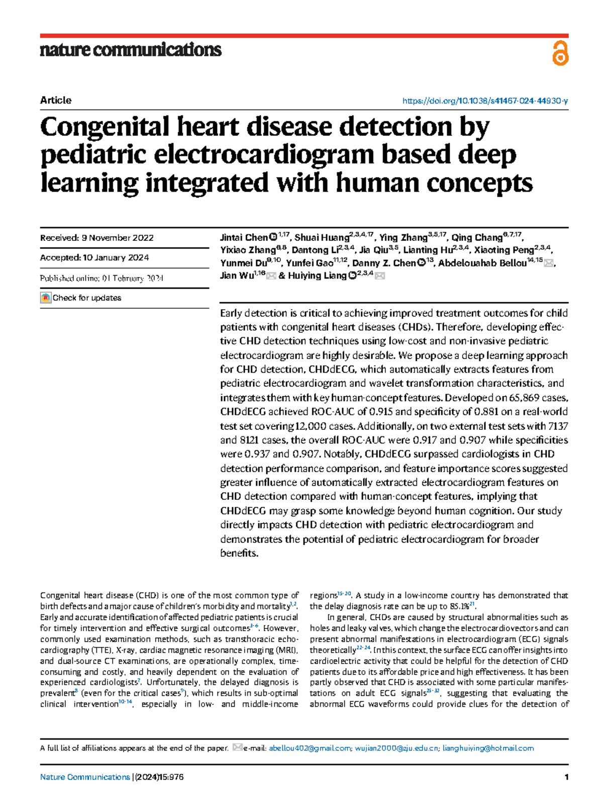 CHD Detection via Pediatric ECG: A Deep Learning Approach (S41467-024 ...