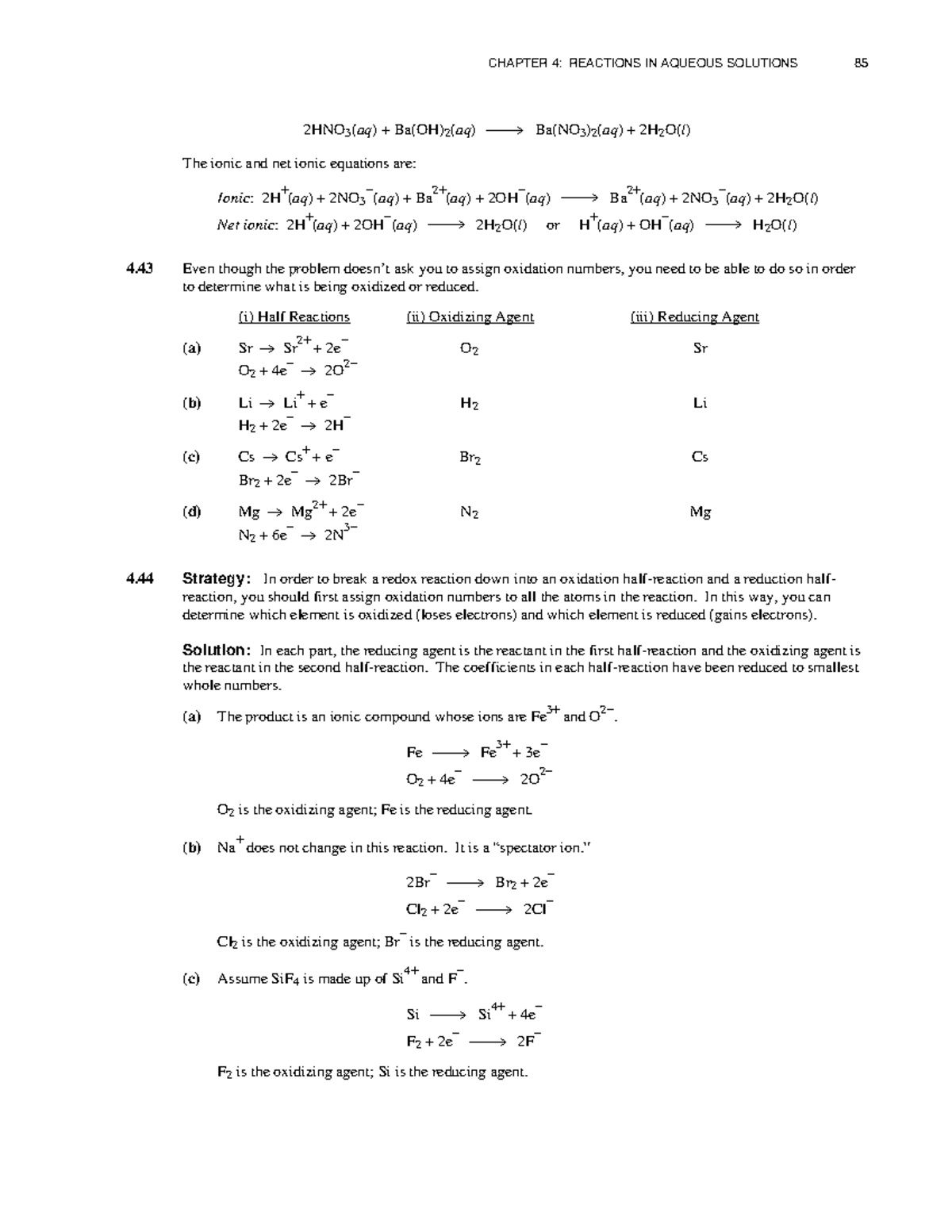 CH 4: Reactions in Aqueous Solutions - Redox Half Reactions (CHEM 10 ...