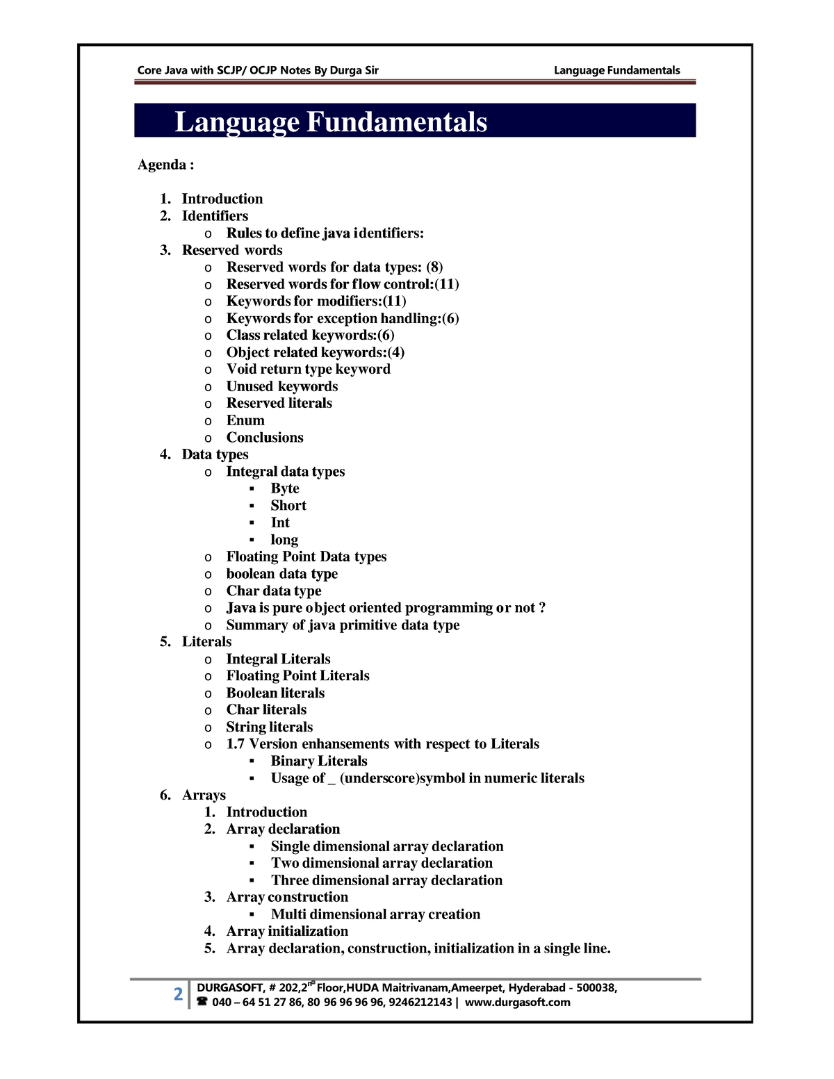 Core Java Okok Corecore Javajava Withwith Scjpscjp Ocjpocjp Notesnotes Byby Durgadurga