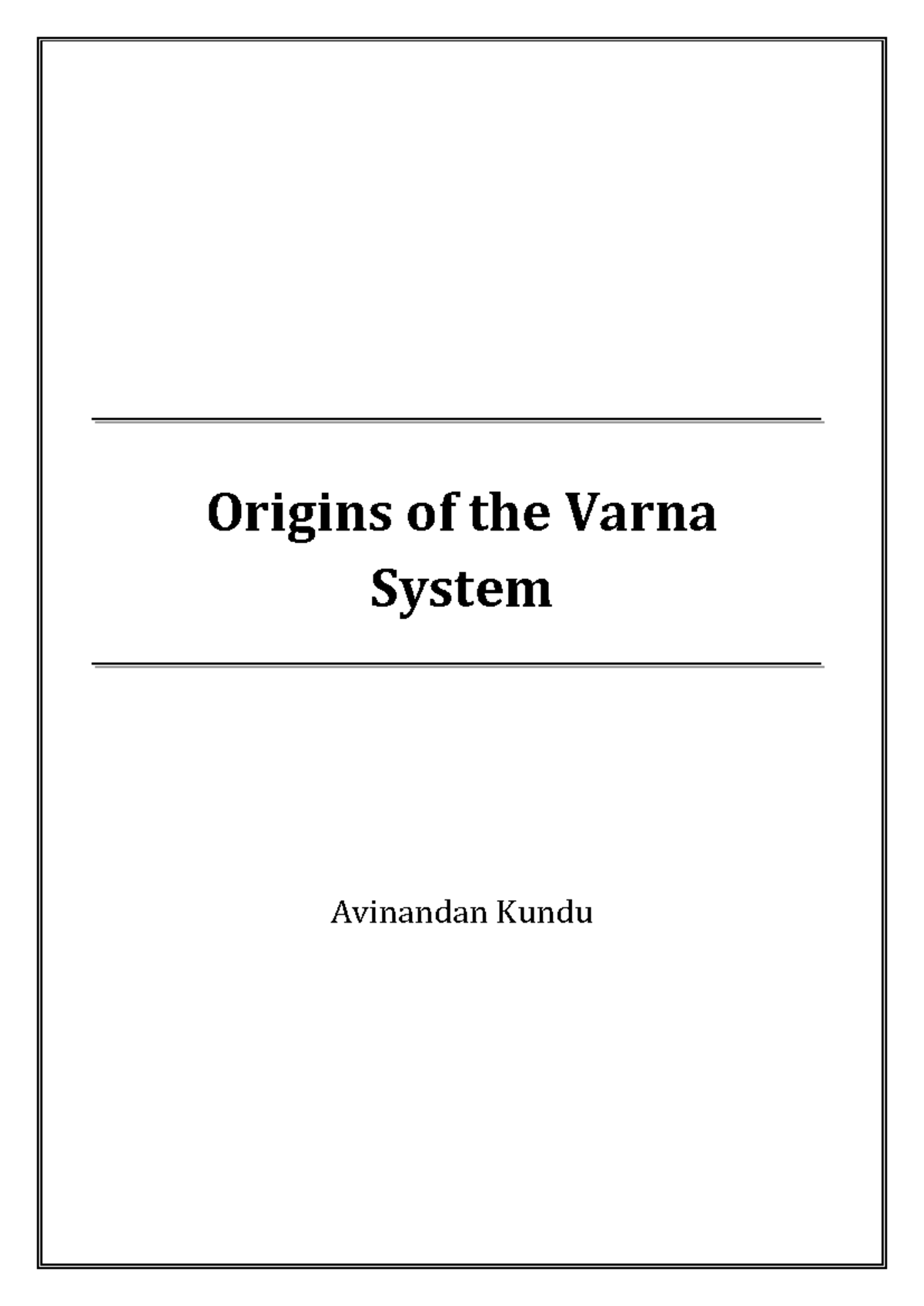 130874374 Origins and Theoretical Perspectives of the Varna System ...