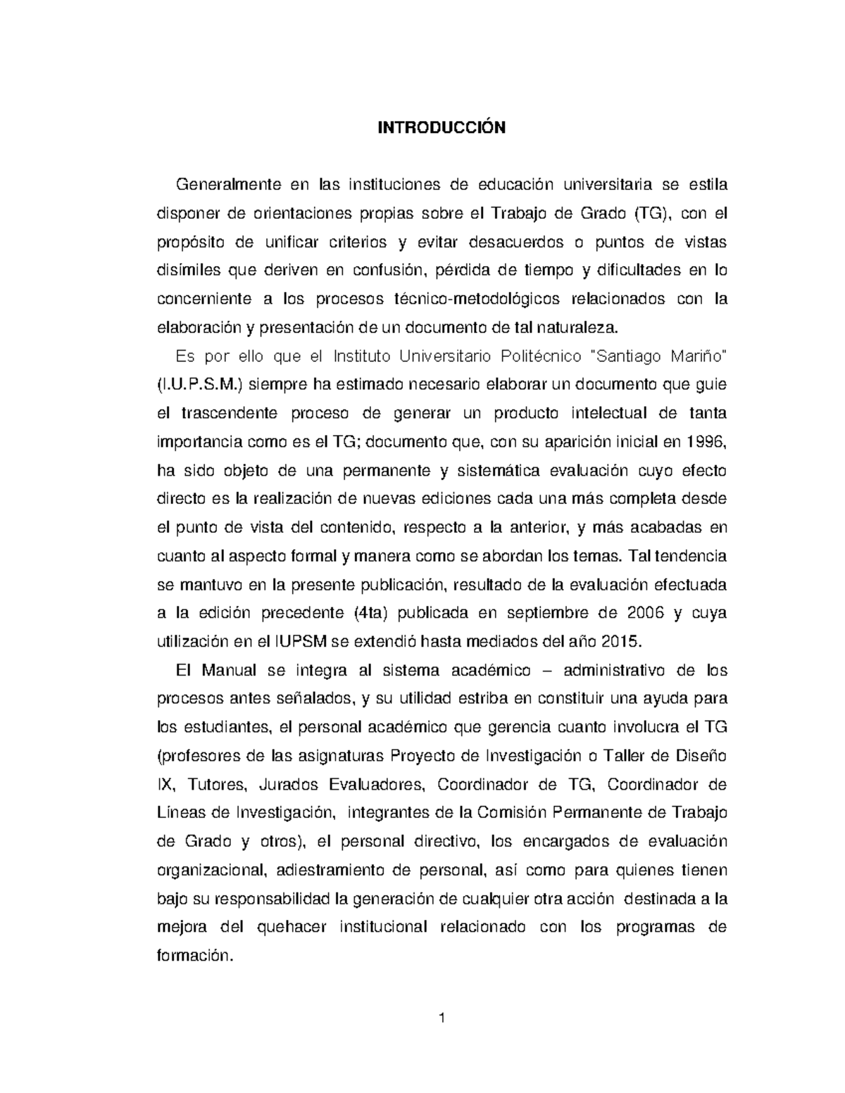 Manual IUPSM para la Elaboración del Trabajo de Grado - Studocu