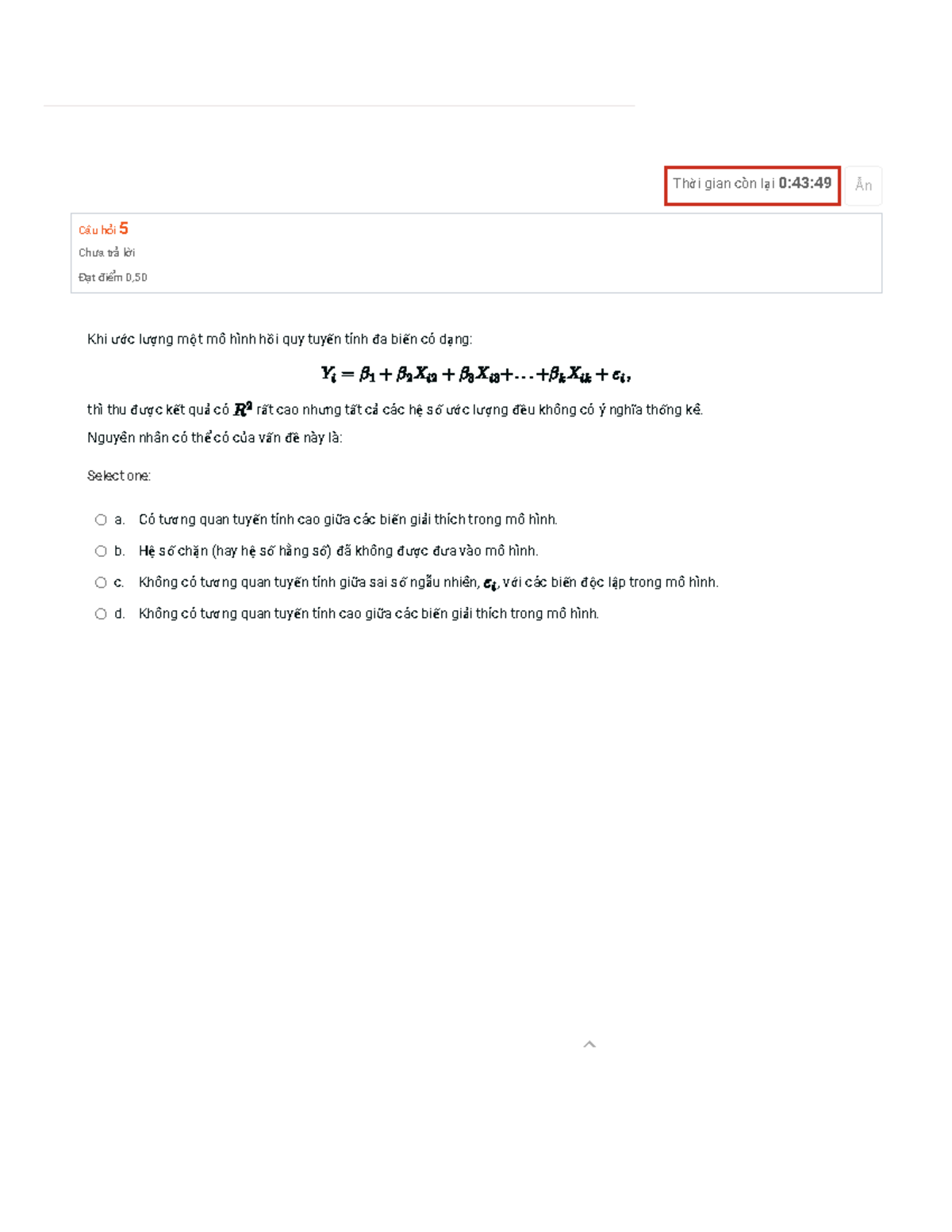 ĐỀ CẢI THIỆN GIỮA KỲ (trang 2 trên tổng số 5) UEL E-Learning 3 - Câu hỏi 5 Chưa trả lời Đạt điểm ...