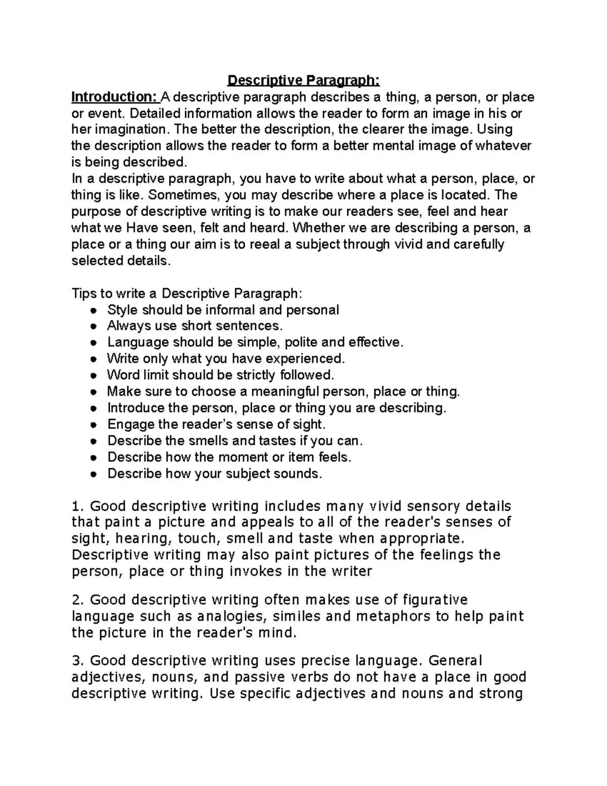 Descriptive Writing Guide: Crafting Vivid Imagery and Sensory Details ...
