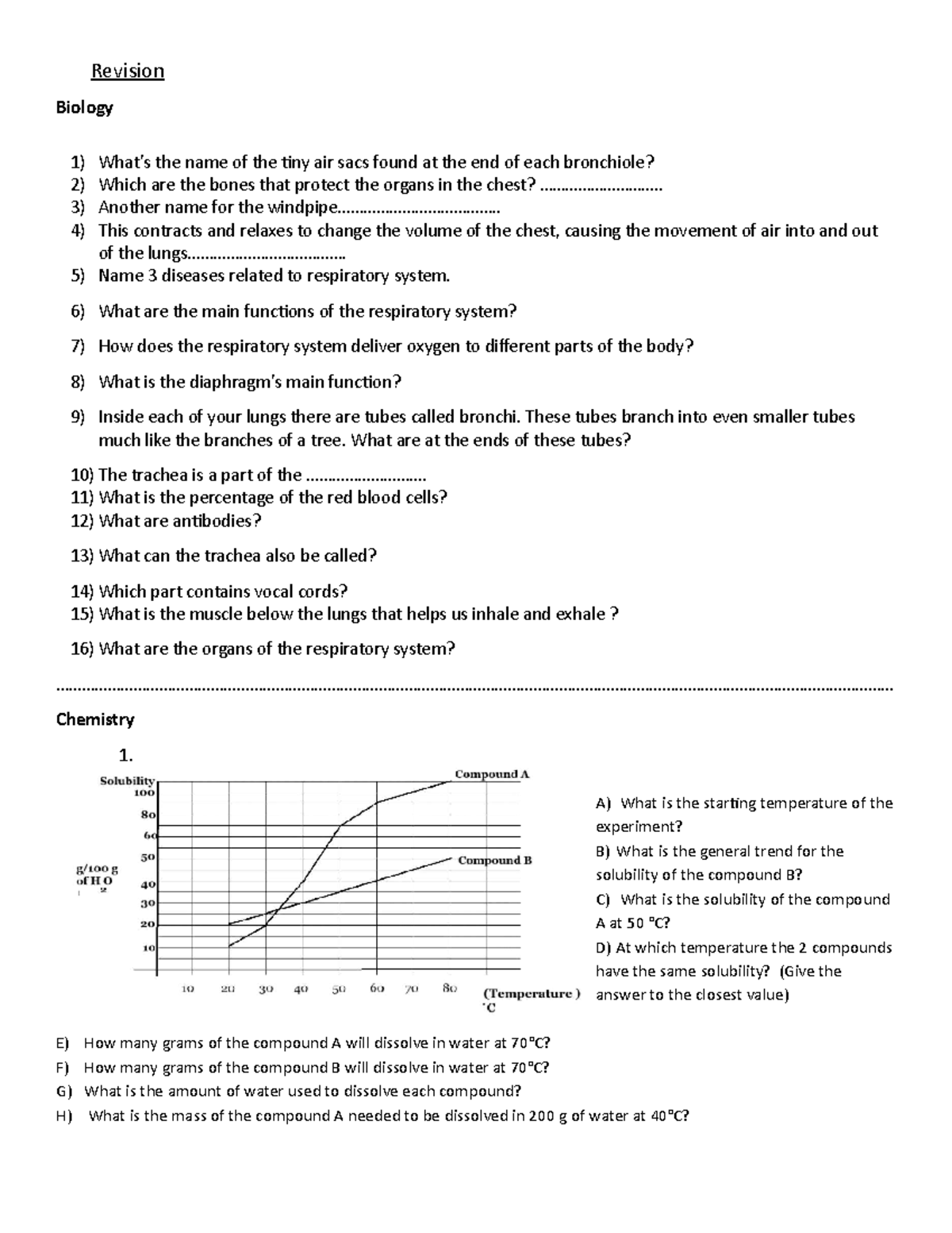 Grade 7 Revision: Biology & Chemistry Q&A for 1st Term - Studocu