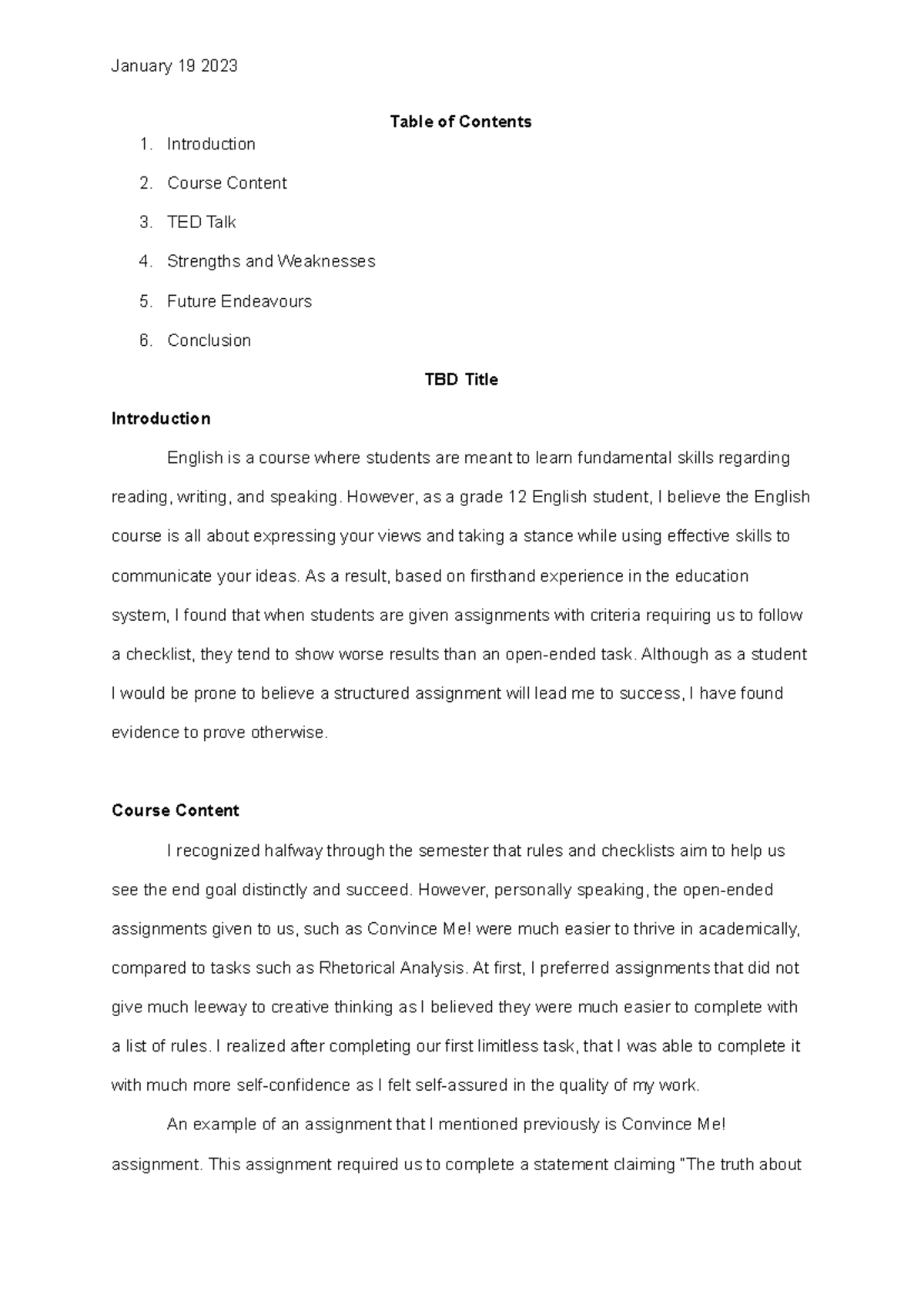 ENG12 Essay: Exploring Creativity vs. Structure in Assignments - Studocu