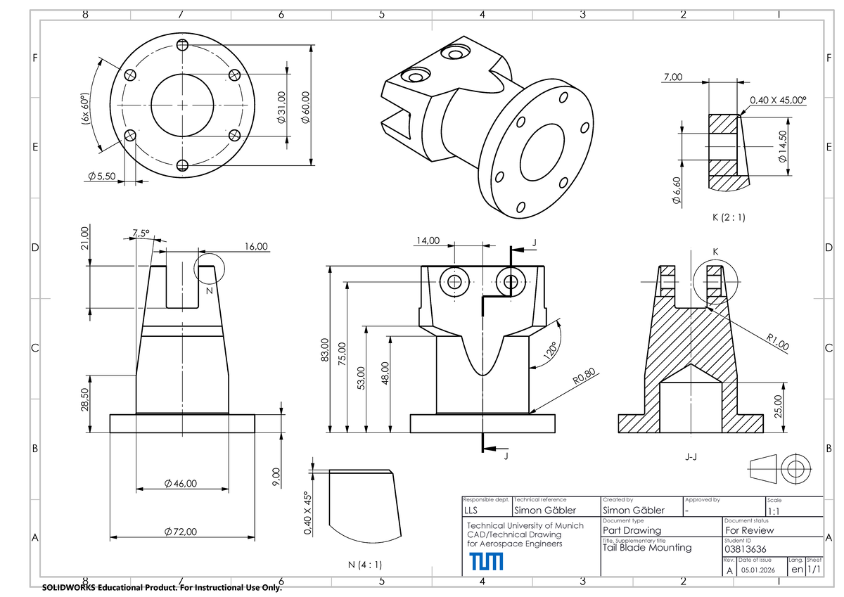 Aerospace Engineering Drawing: Tail Blade Mounting (LLS) - Studocu