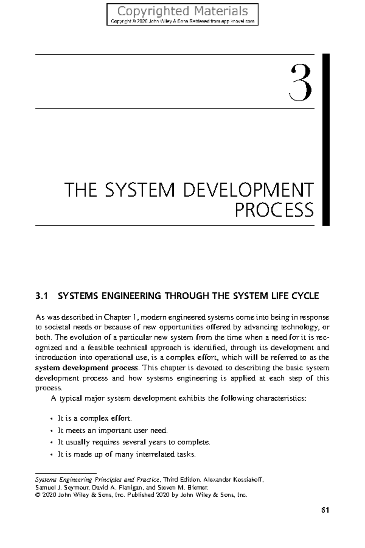 Systems Engineering Life Cycle Overview: The Development Process - Studocu