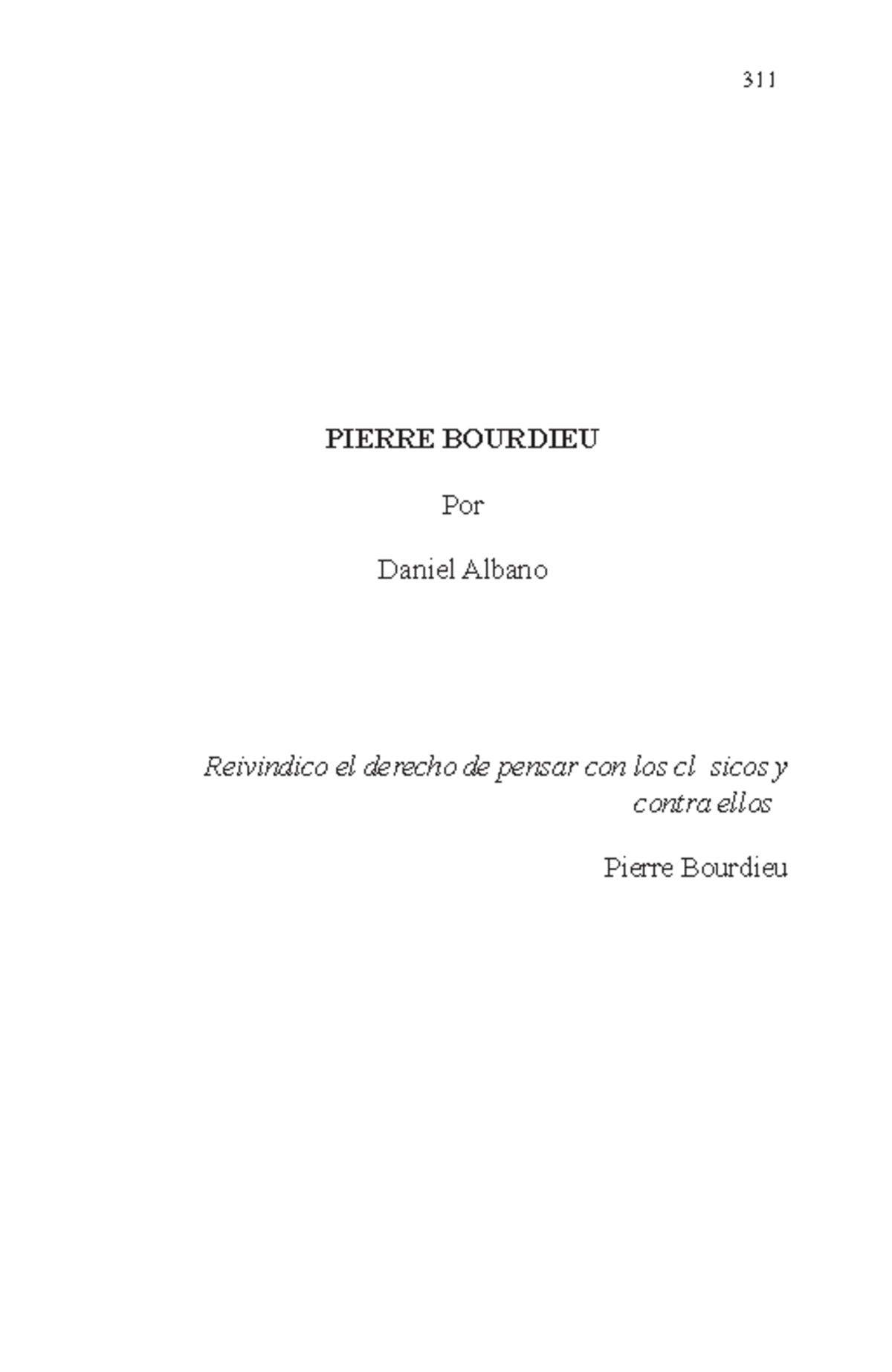 311 PIERRE BOURDIEU: Análisis Crítico de la Teoría Social por Daniel ...