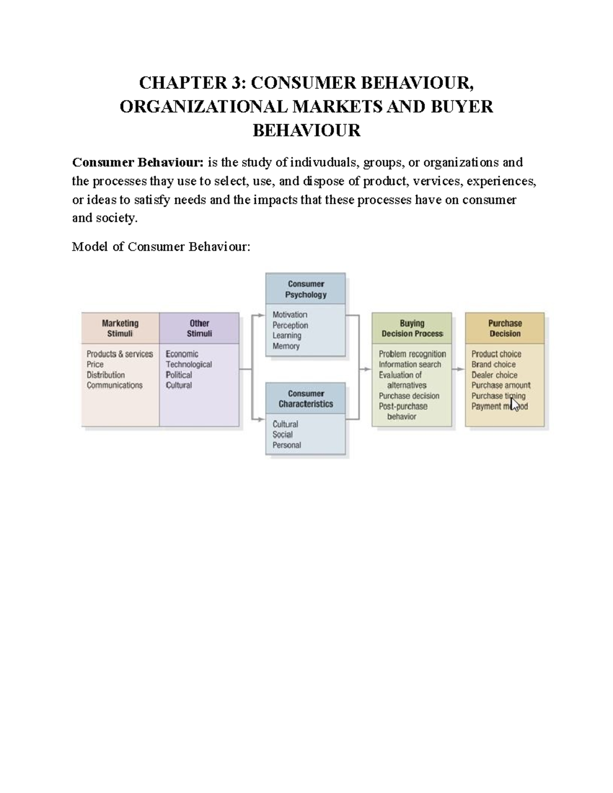 Chapter 3 - Consumer Behaviour: Organizational Markets Insights - Studocu
