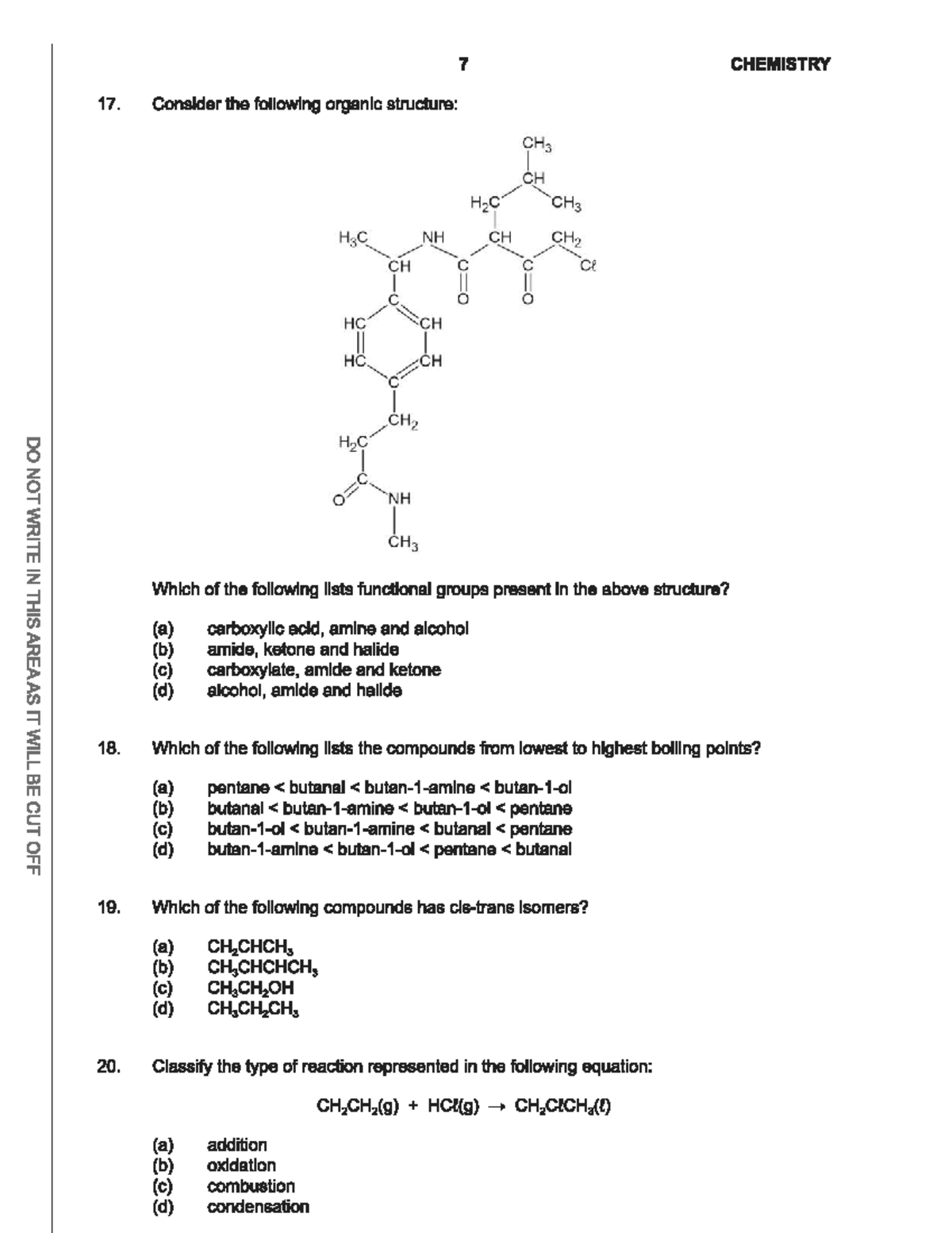 Chemistry 17: Organic Structure & Functional Groups Questions - Studocu