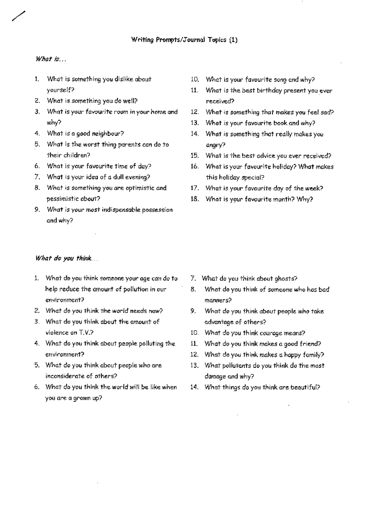 Writing Prompts and Journal Topics for Teachers (ENG 101) - Studocu