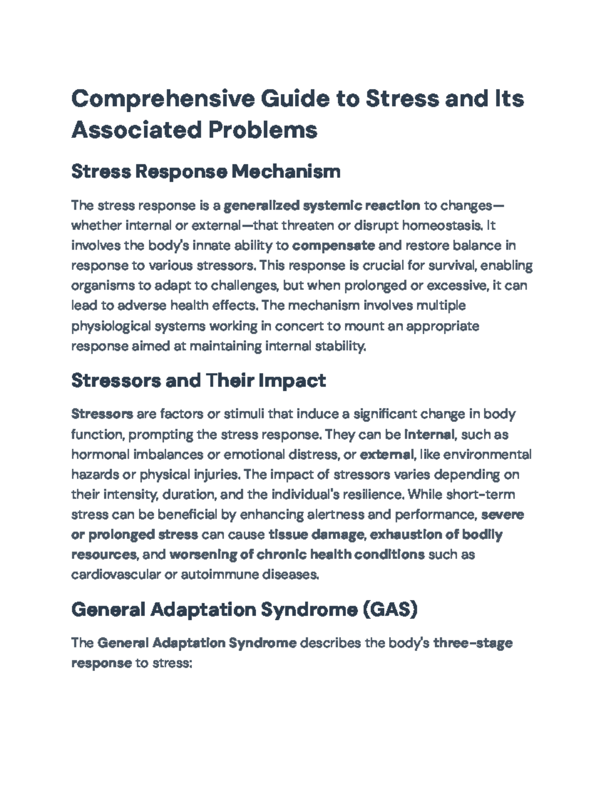 Comprehensive Overview of Stress Mechanisms & Management Strategies ...