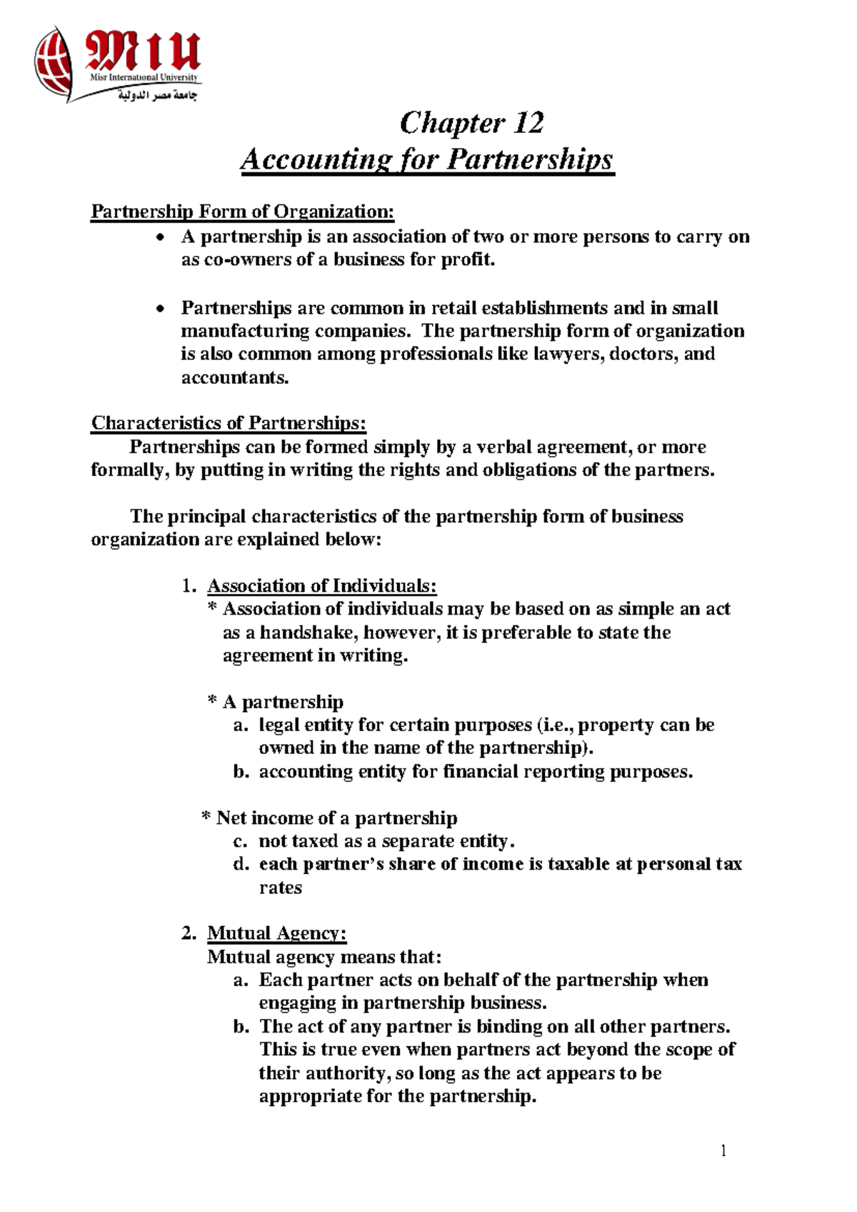 Chapter 12: Accounting for Partnerships (Course Code: 24629) - Studocu