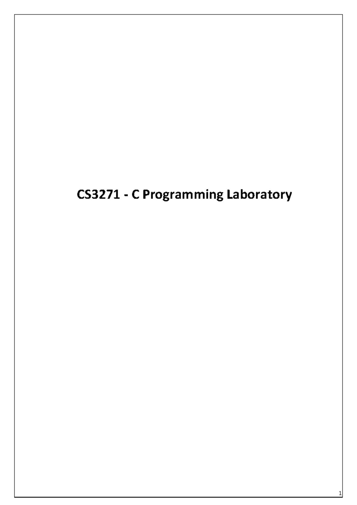 CS3271 C Programming Lab Manual: Programs & Algorithms - Studocu